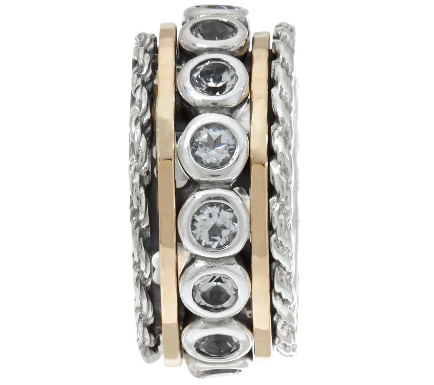 Or Paz Sterling Silver 14K Gold 1.60 Ct White Topaz Spinner - QVC.com