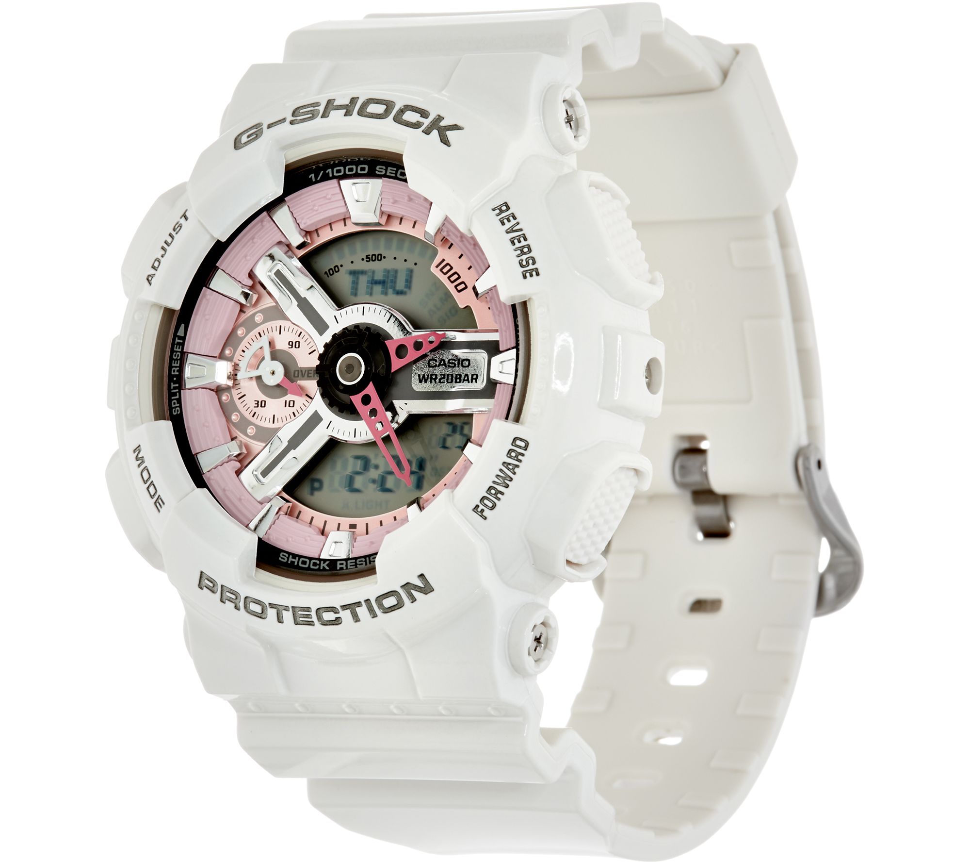 G-Shock Women's Analog Digital Pink on White Resin Watch — QVC.com
