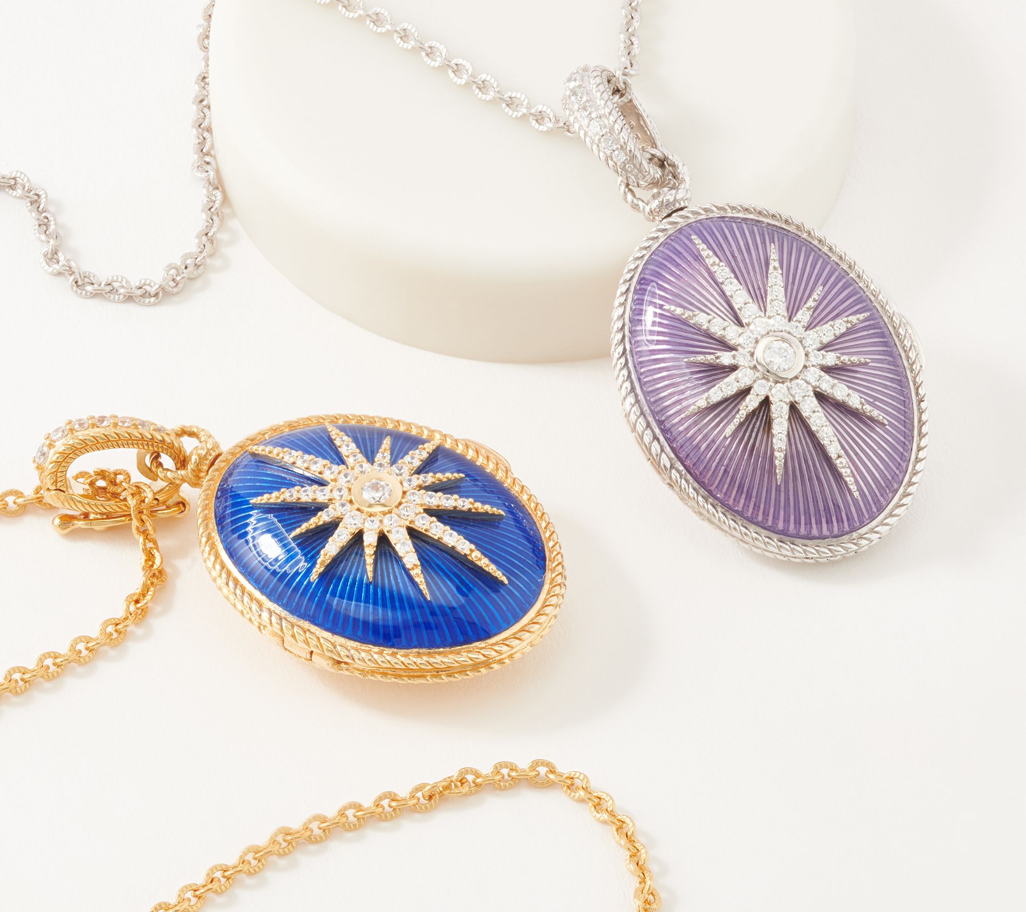 Judith Ripka Sterling Silver or 14K Clad Enamel Locket Necklace - QVC.com