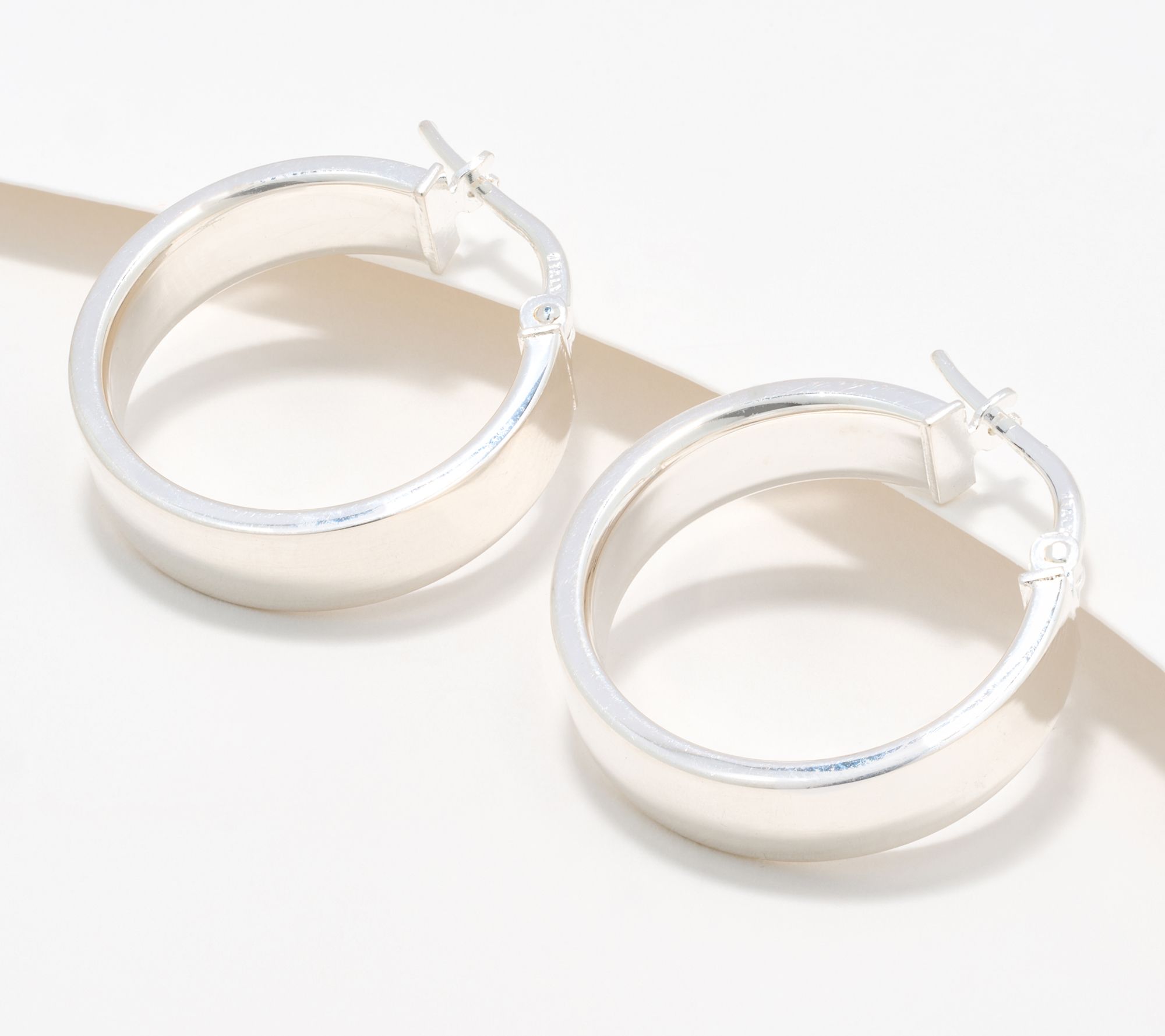"As Is" UltraFine Sterling Silver Squared Edge Hoop Earrings - QVC.com