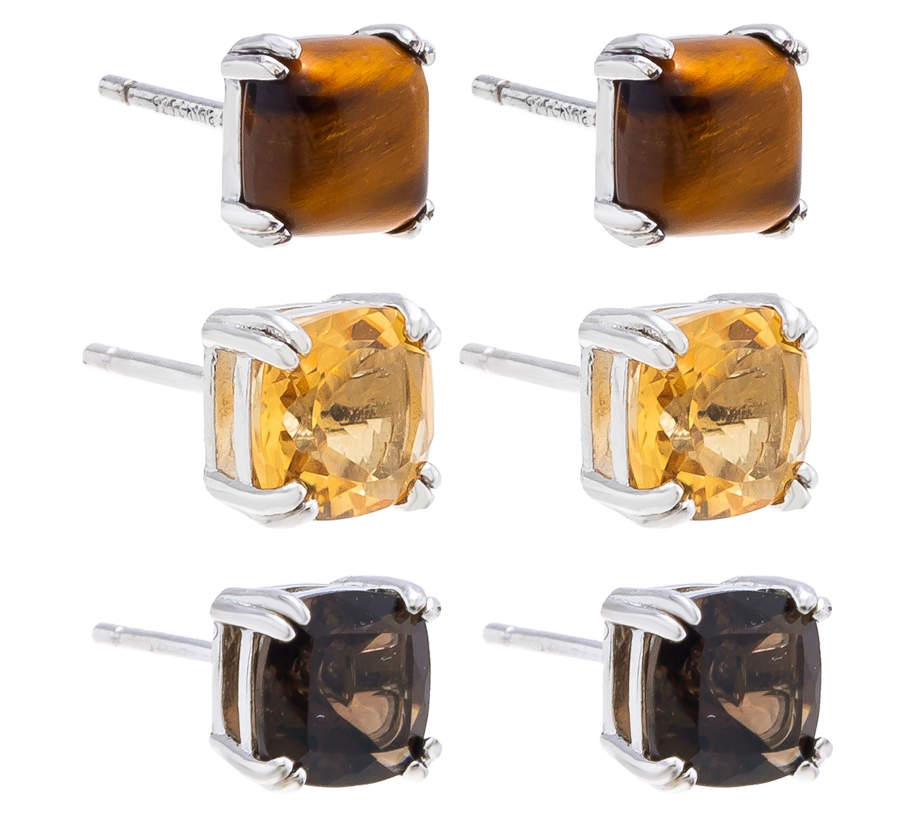 Affinity Gems Multi-Color Stud Earrings Set, Sterling Silver - QVC.com