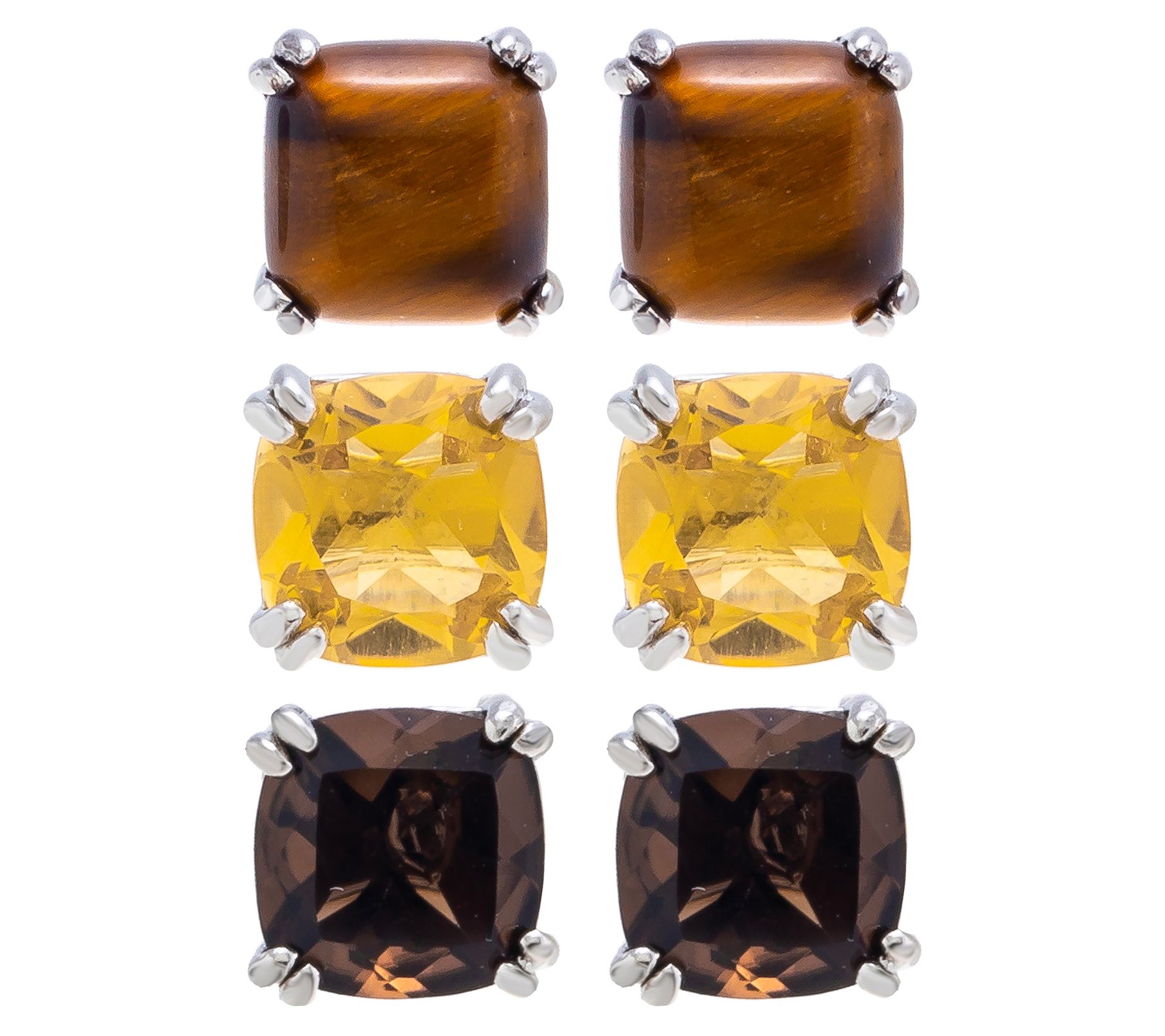 Affinity Gems Multi-Color Stud Earrings Set, Sterling Silver - QVC.com