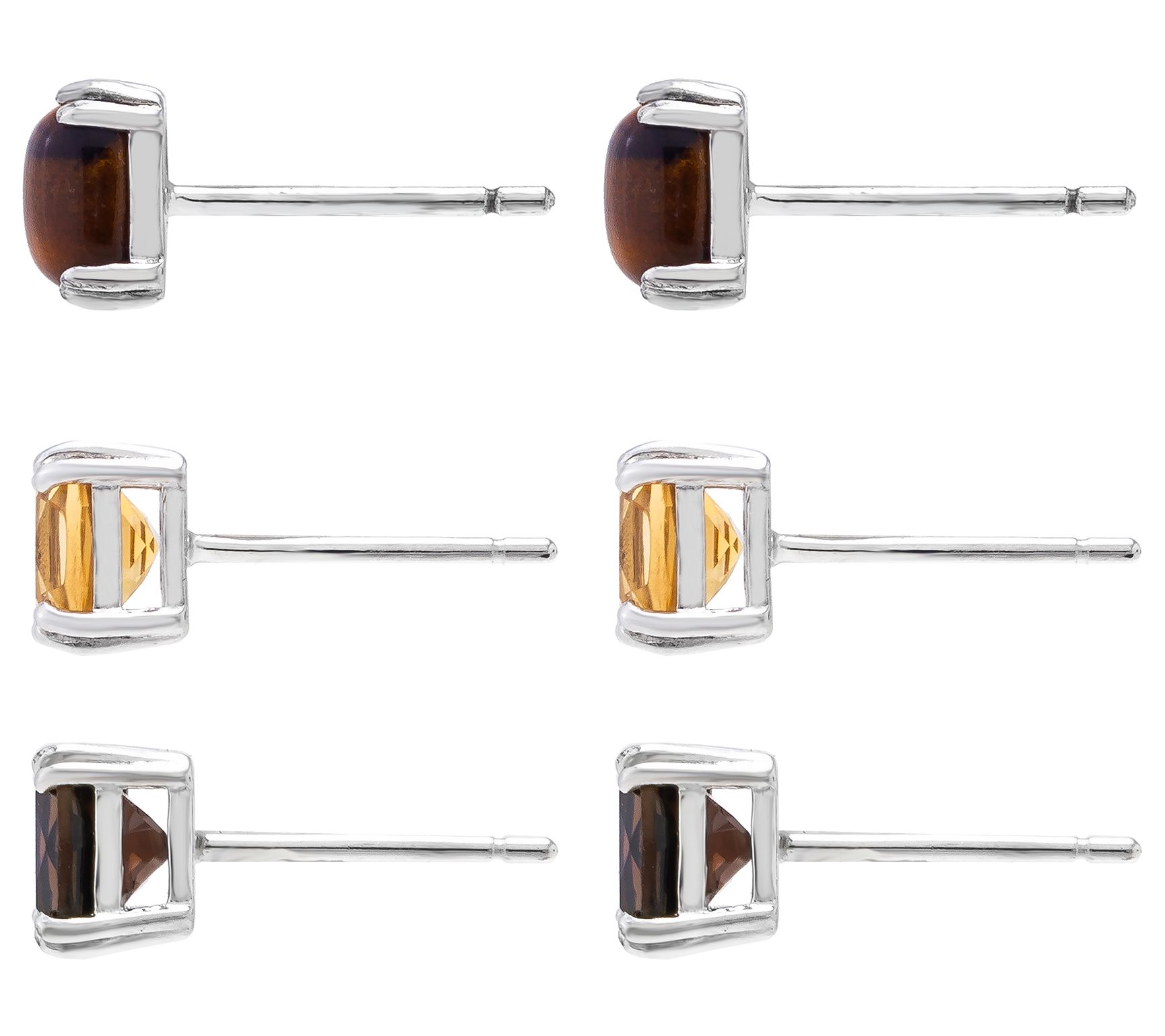 Affinity Gems Multi-Color Stud Earrings Set, Sterling Silver - QVC.com