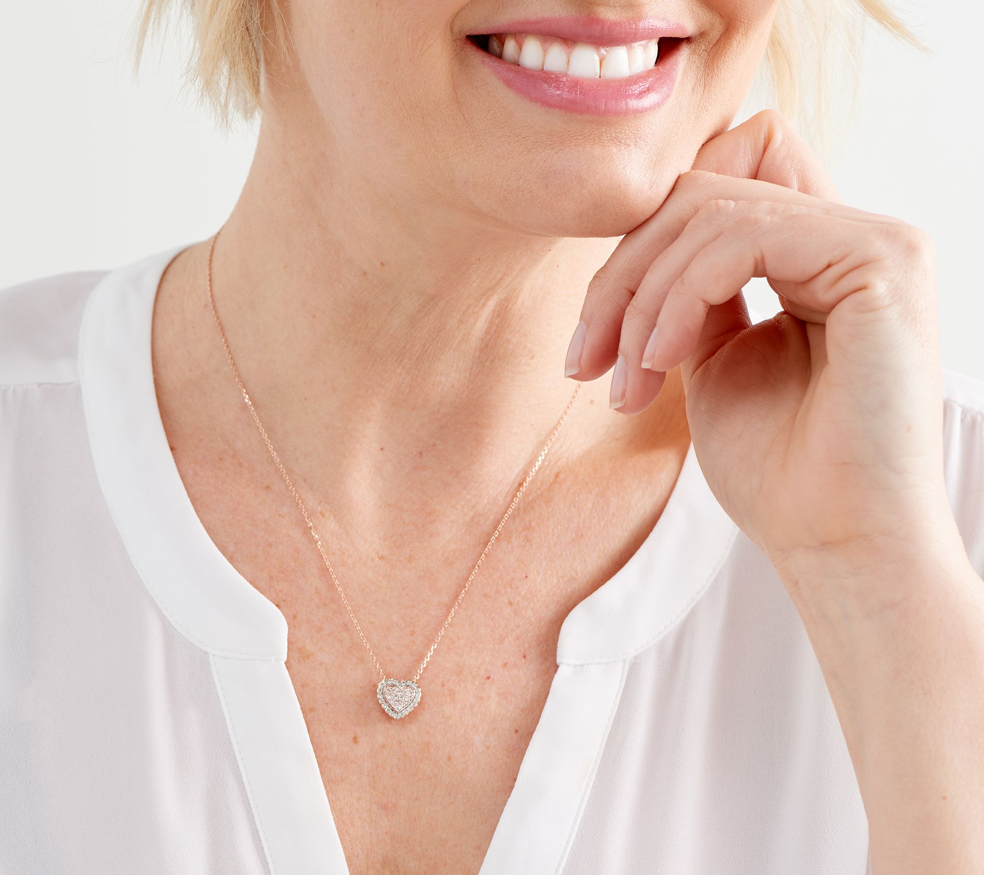 "As Is" Affinity Diamonds Heart Necklace 14K Rose Gold - QVC.com