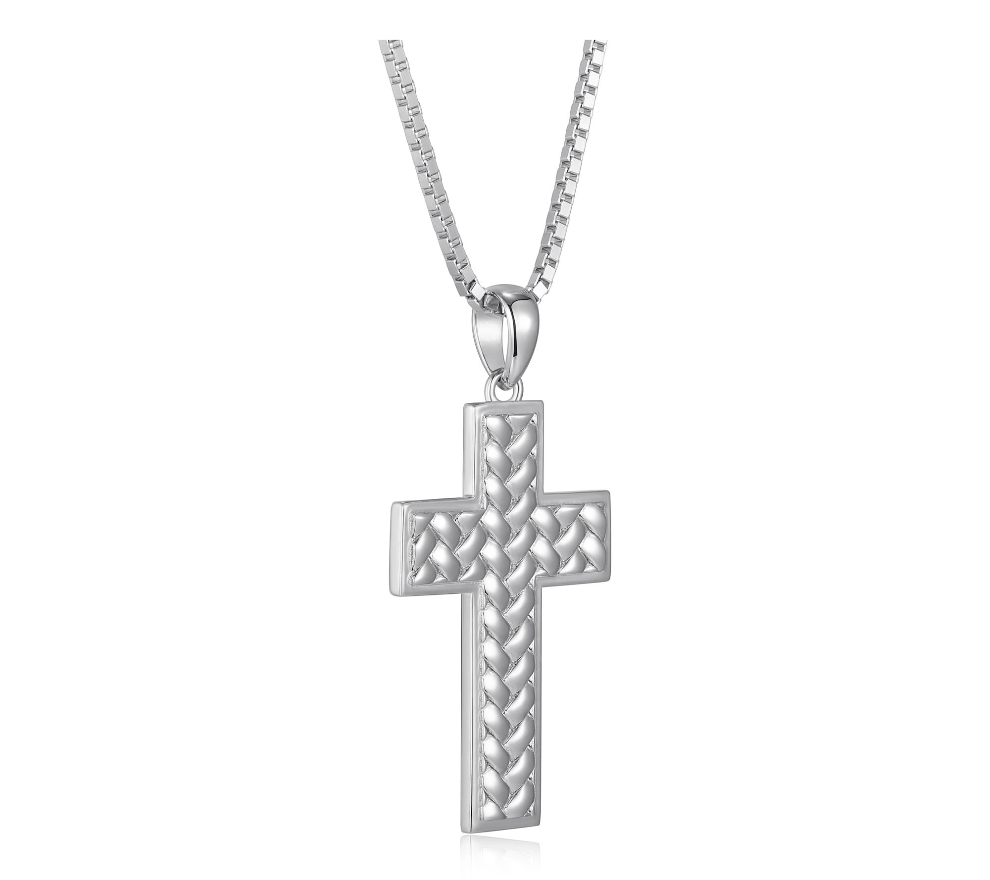 Men's Sterling Silver Woven Design Cross Pendant w/ Chain - QVC.com