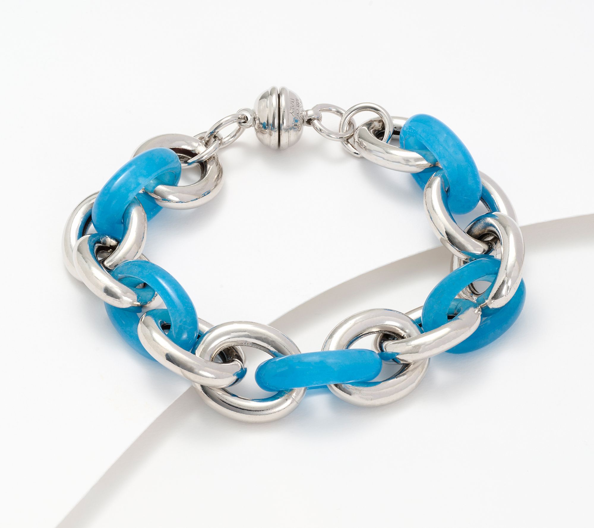 David Markstein Bronze Rolo & Gemstone Magnetic Bracelet, Sterl - QVC.com