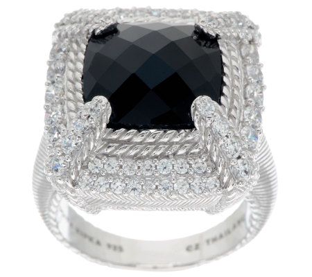 Judith Ripka Sterling Faceted Black Onyx Textured Ring - QVC.com