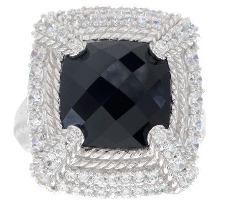 Judith Ripka Sterling Faceted Black Onyx Textured Ring - QVC.com