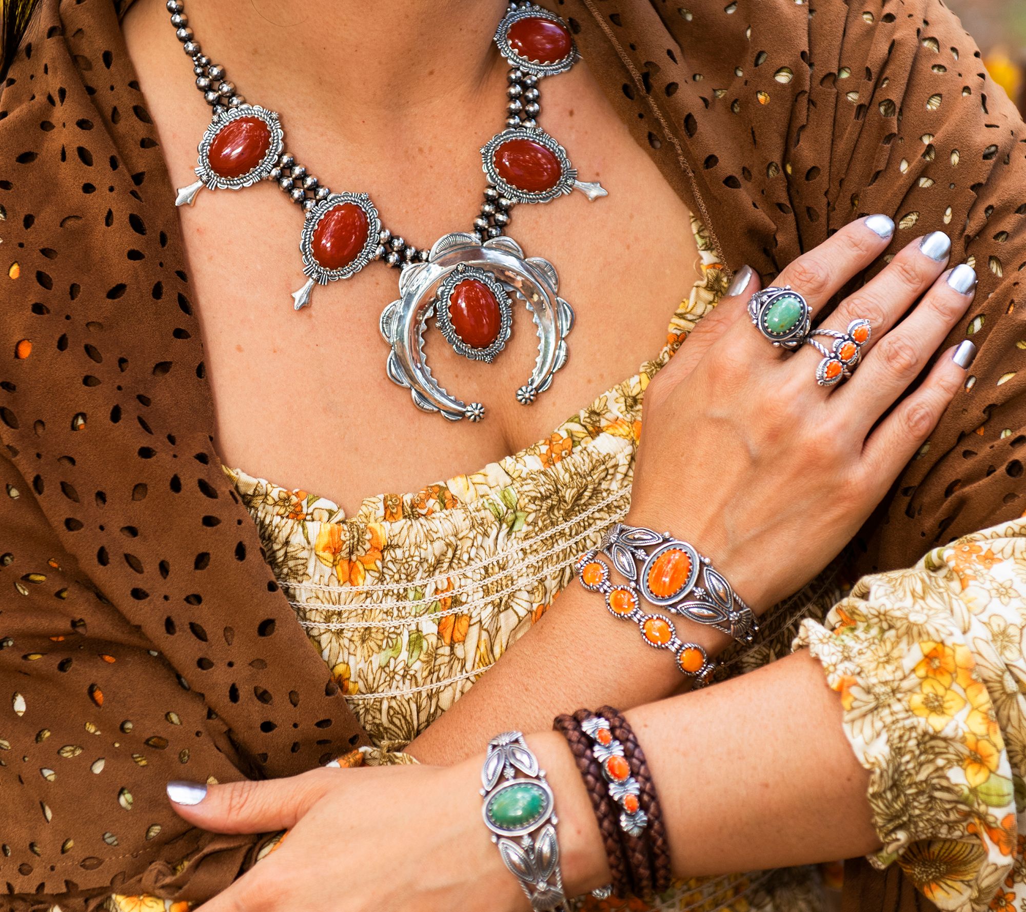 "As Is" American West Sterl. Gemstone Thunderbird Cuff - QVC.com