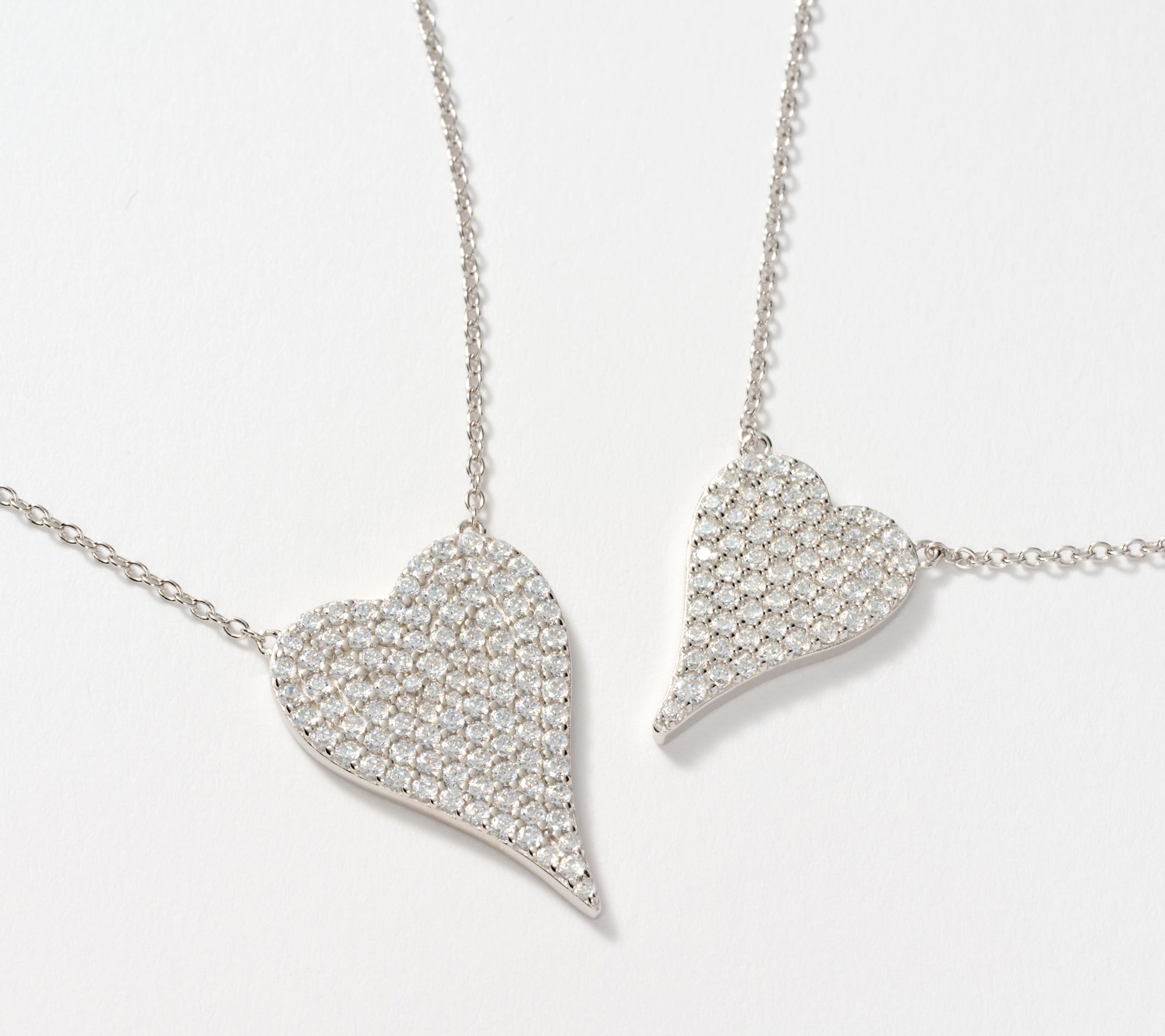 Diamonique x Jennifer Miller Signature Boxed Pave Heart Necklace, Sterl ...
