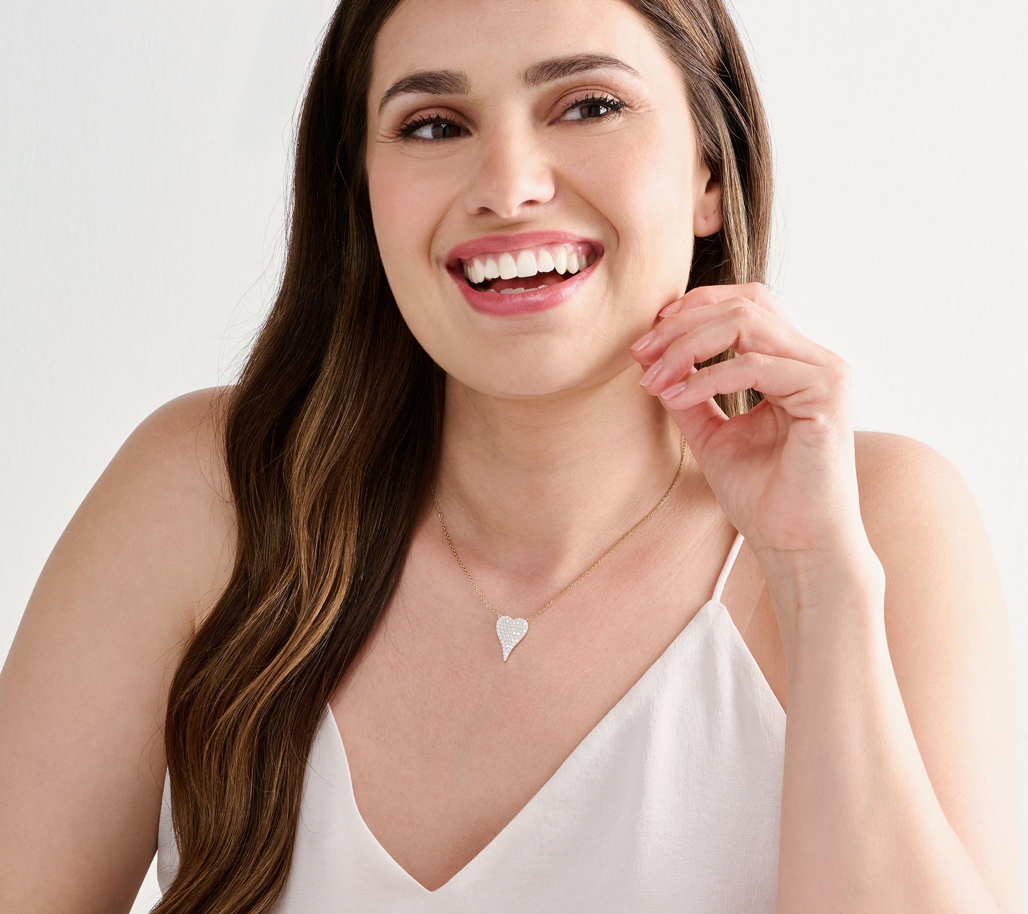 Diamonique x Jennifer Miller Signature Boxed Pave Heart Necklace, Sterl ...