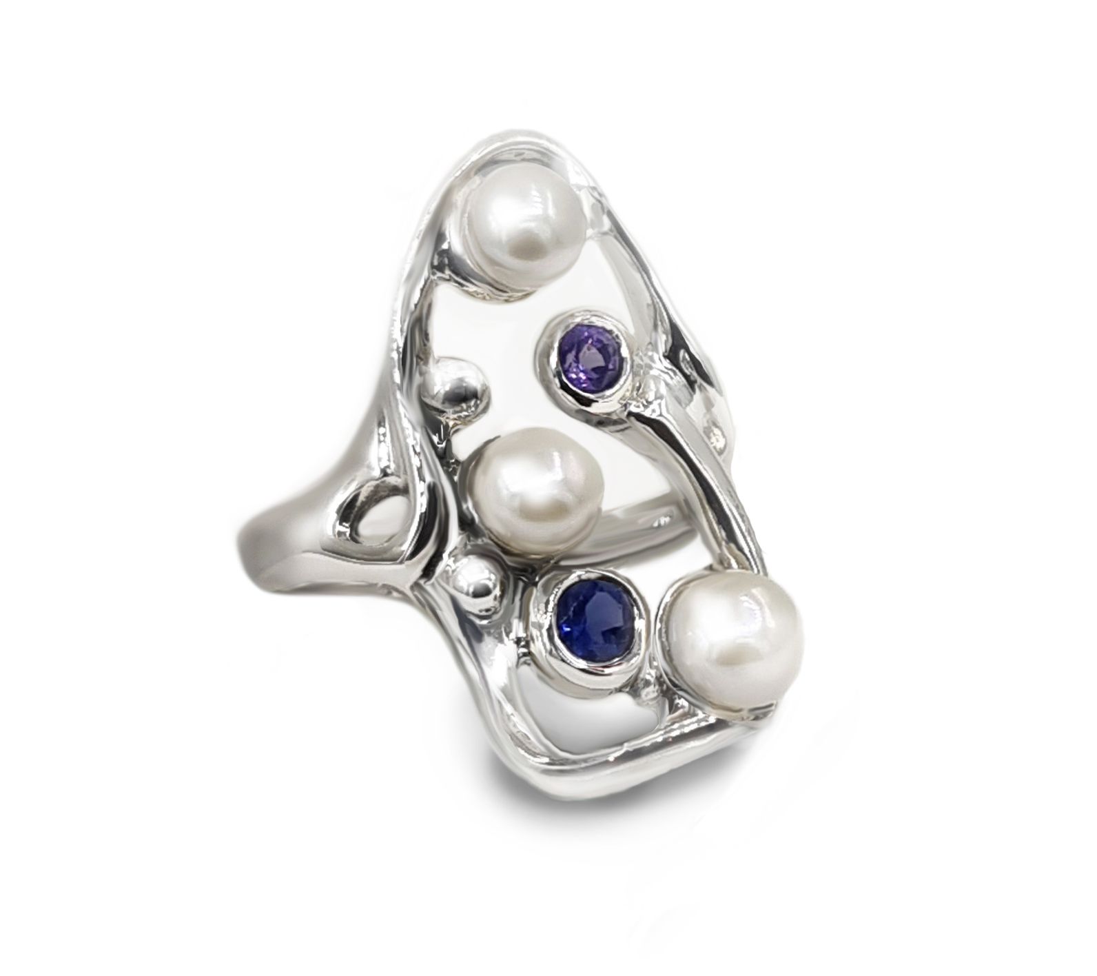 Hagit Sterling Silver Cultured Pearl & Gemstone s Harmony Ring - QVC.com