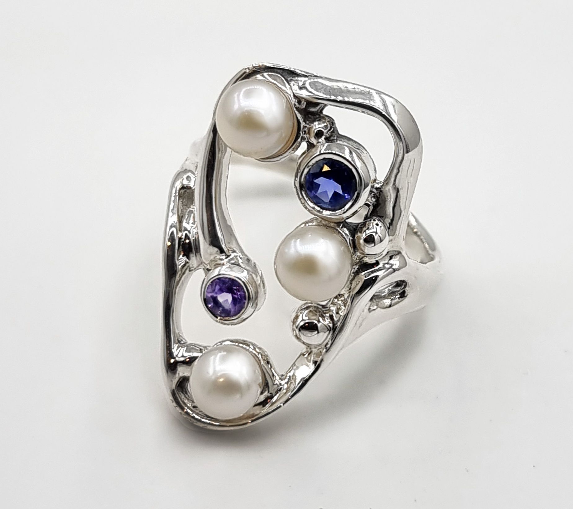 Hagit Sterling Silver Cultured Pearl & Gemstone s Harmony Ring - QVC.com