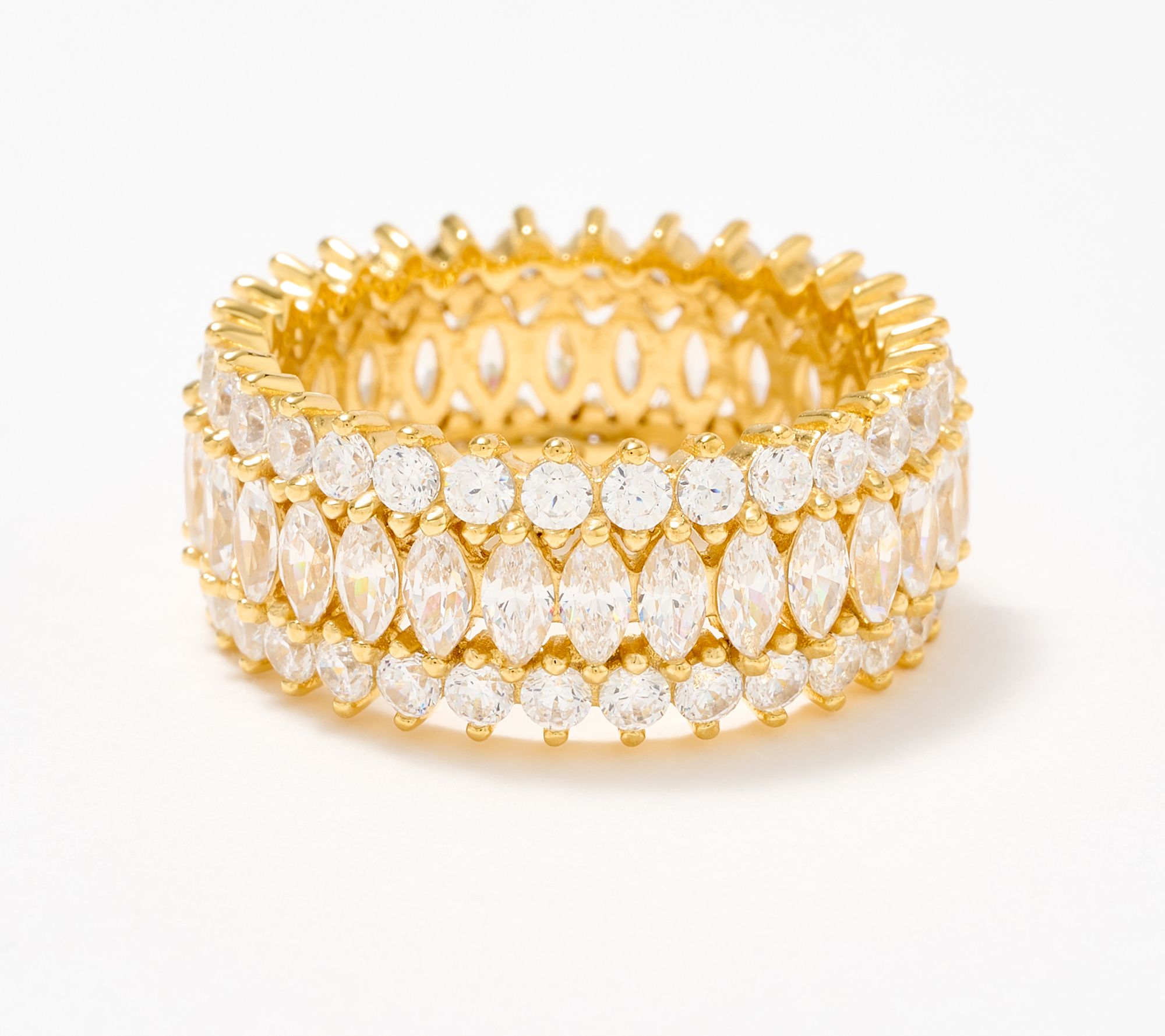 Diamonique Marquise Round Cut Band Ring Sterling Silver