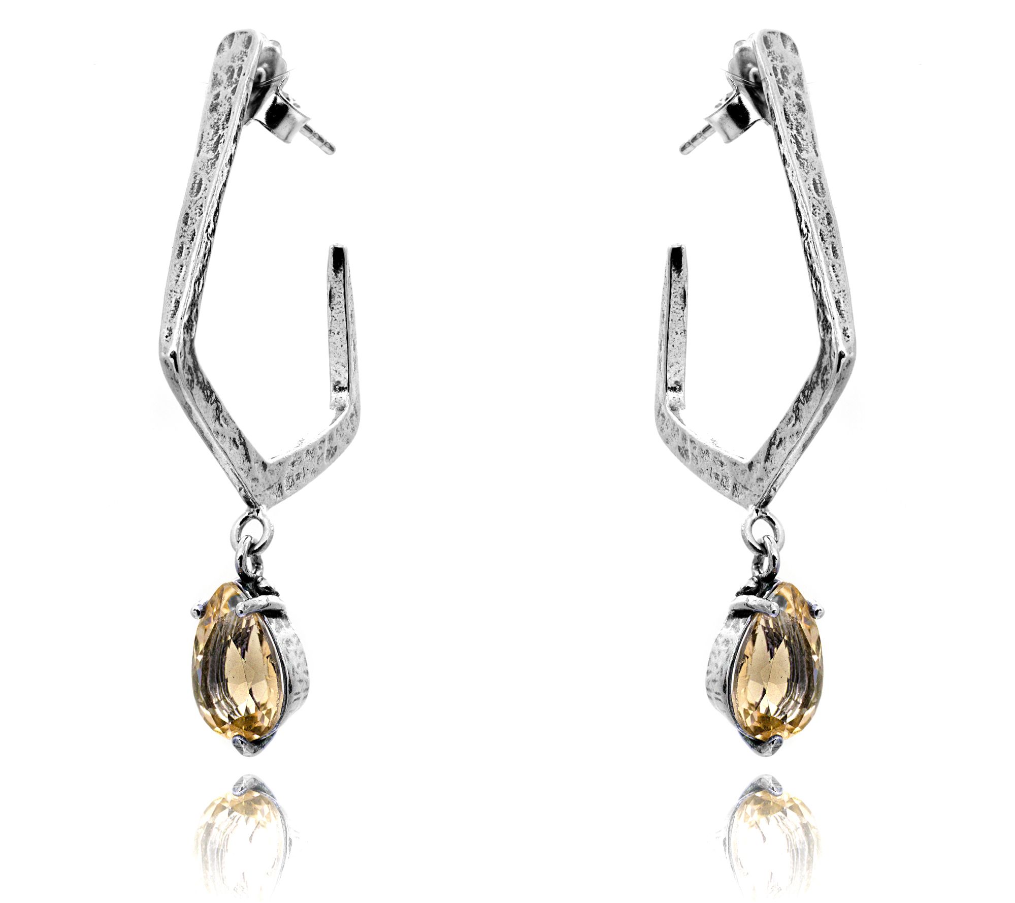 Or Paz Sterling Silver Charm Gemstone Hoop Earrings - QVC.com