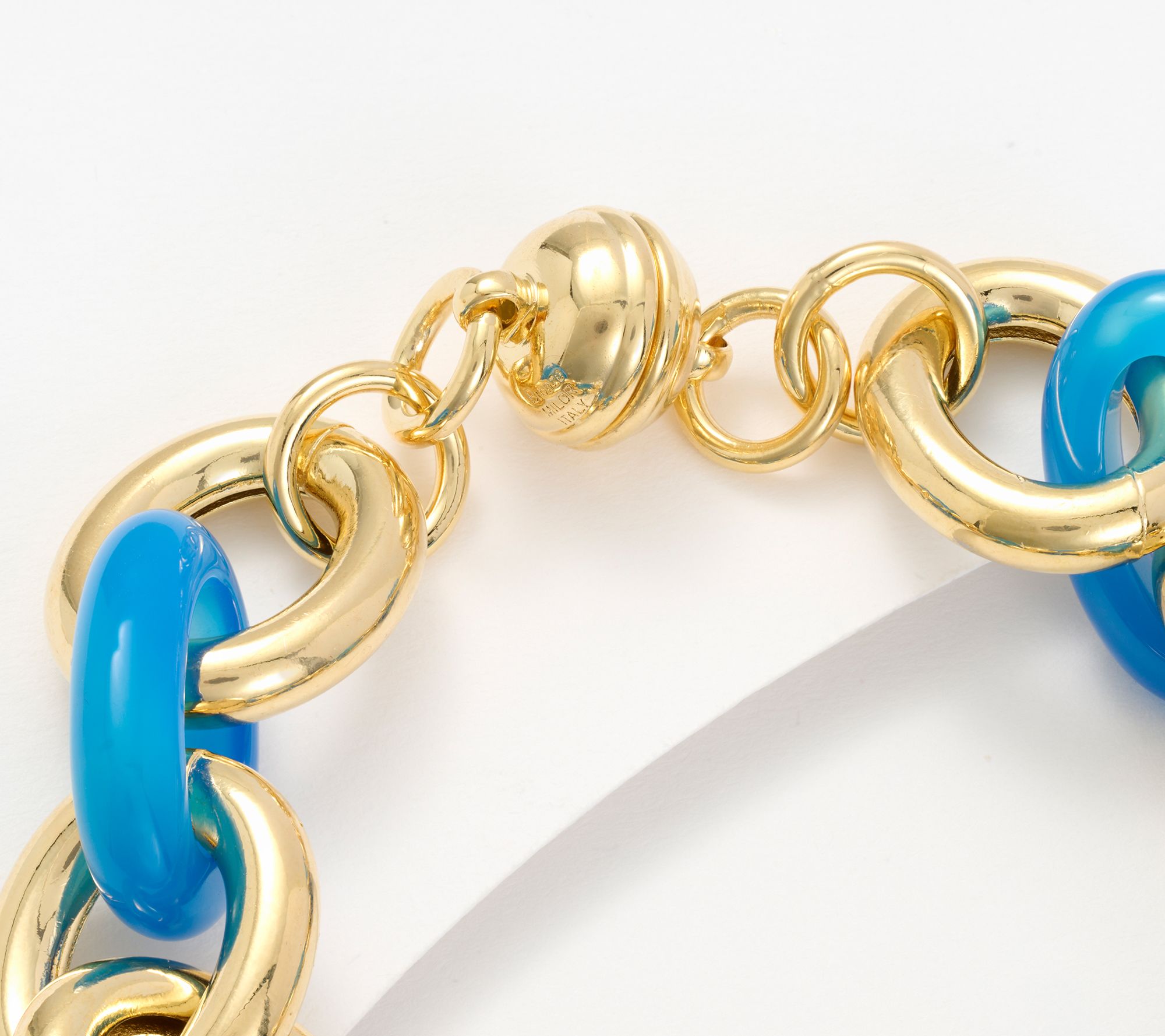 David Markstein Bronze Rolo & Gemstone Magnetic Bracelet Yellow - QVC.com