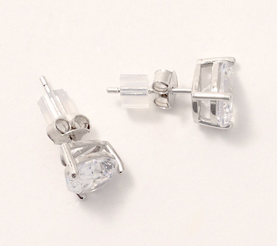 Diamonique Classics Set of 5 Stud Earrings, Sterling Silver - QVC.com