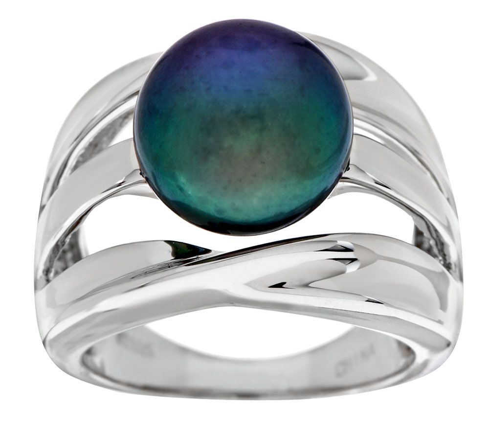 Honora Sterling Cultured Pearl 10.5mm Button Sculpted Design Ring - QVC.com