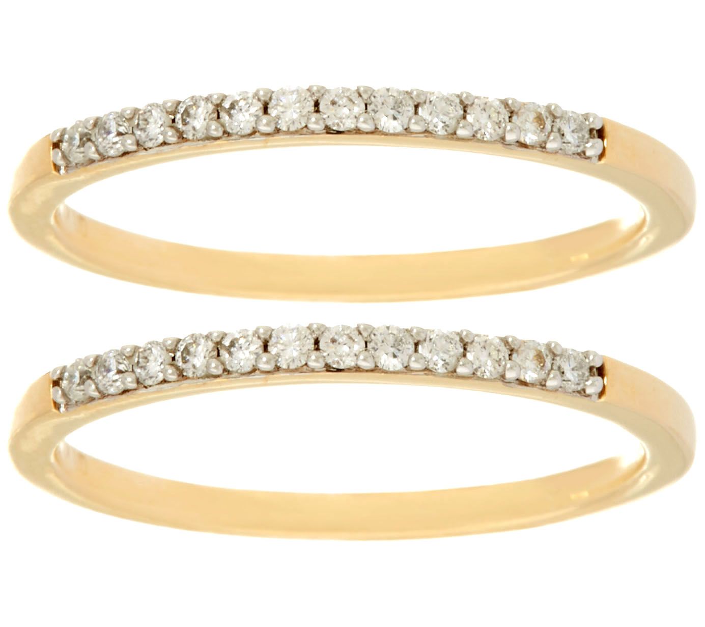 "As Is" Set of 2 White Diamond Band Rings, 14K Gold by Affinity - QVC.com
