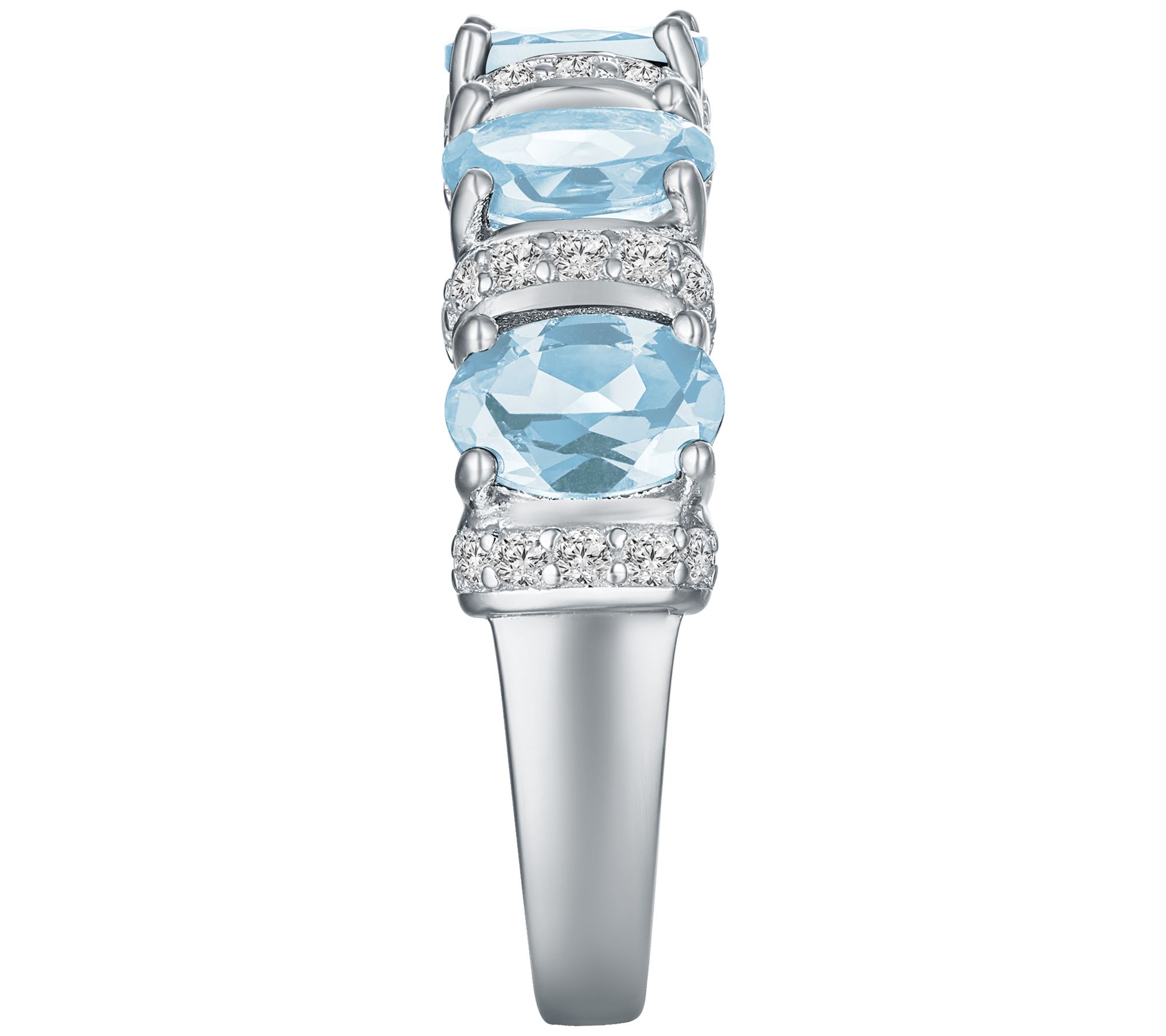 Sterling Silver 2.20 cttw Aquamarine & White Zi rcon Ring - QVC.com