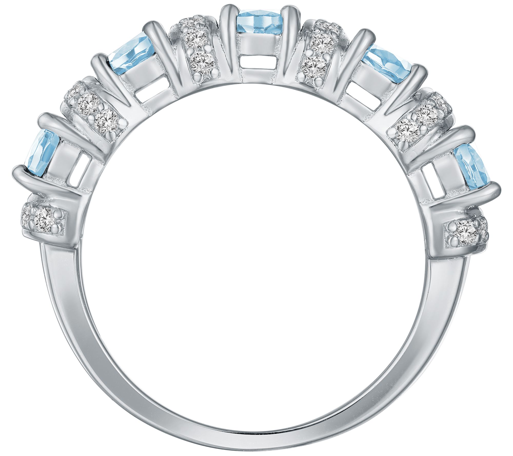 Sterling Silver 2.20 cttw Aquamarine & White Zi rcon Ring - QVC.com