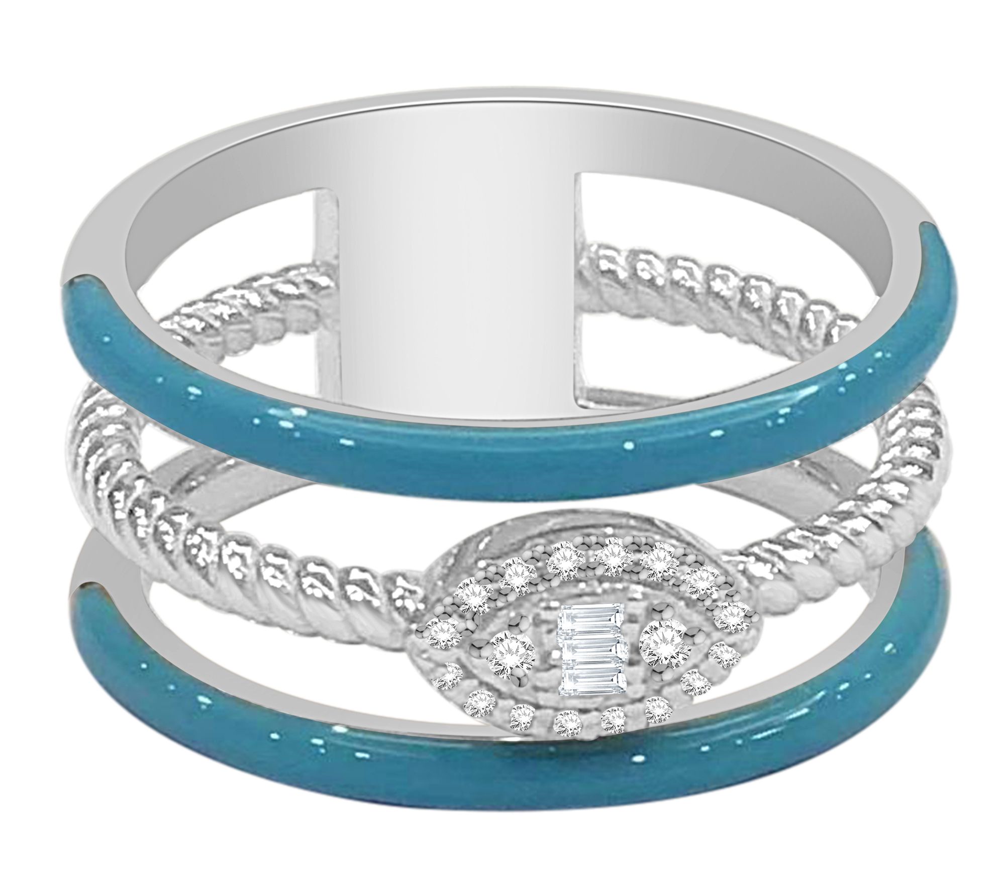 Accents by Affinity Blue Enamel Diamond Ring, Sterling - QVC.com