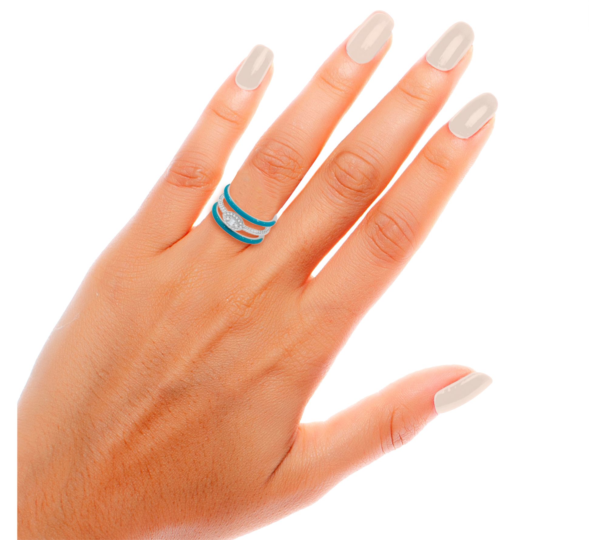 Accents by Affinity Blue Enamel Diamond Ring, Sterling - QVC.com