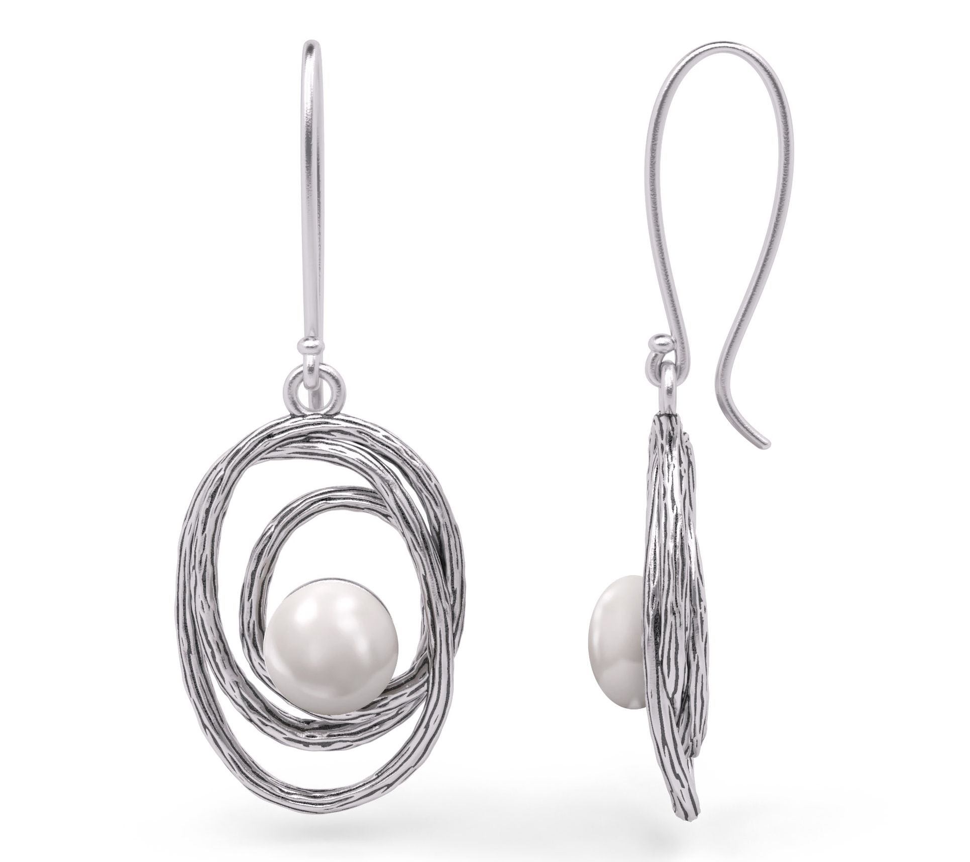Or Paz Sterling Silver Textured Cultured PearlEarrings - QVC.com