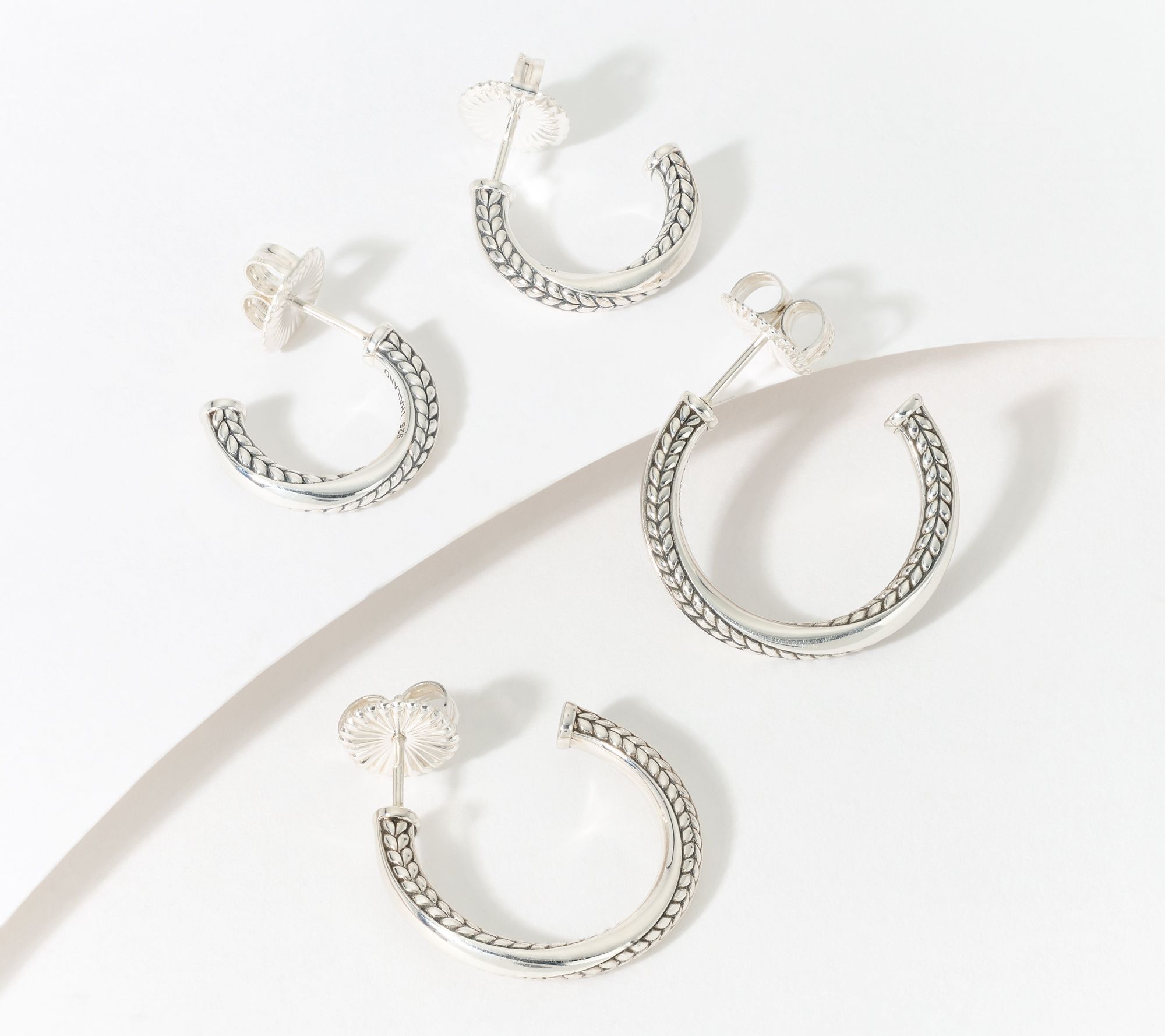 JAI Sterling Silver 1/2 - 1" Hoop Earrings - QVC.com