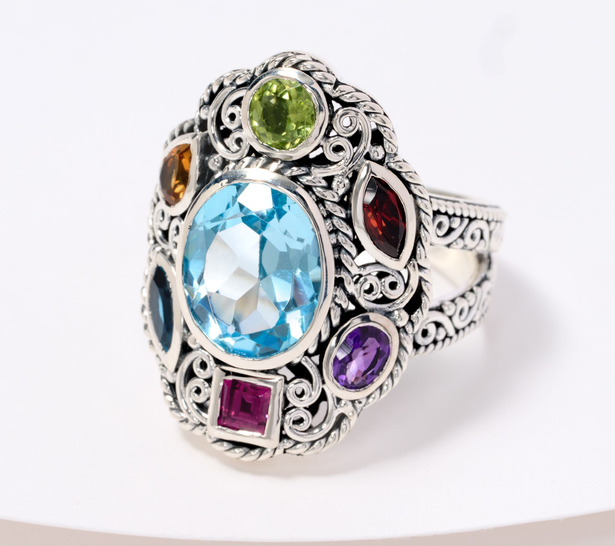 "As Is" Artisan Crafted by Robert Manse SS Muti-Gemstone Filigree Ring ...
