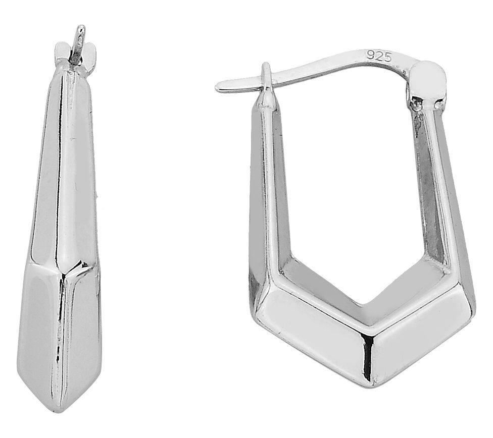 Silver Style Geometric Hoop Earrings, Sterling - QVC.com