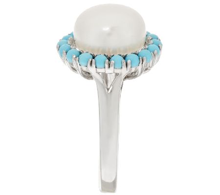 Honora Cultured Pearl 10.0mm & Gemstone Bead Sterling Ring - QVC.com