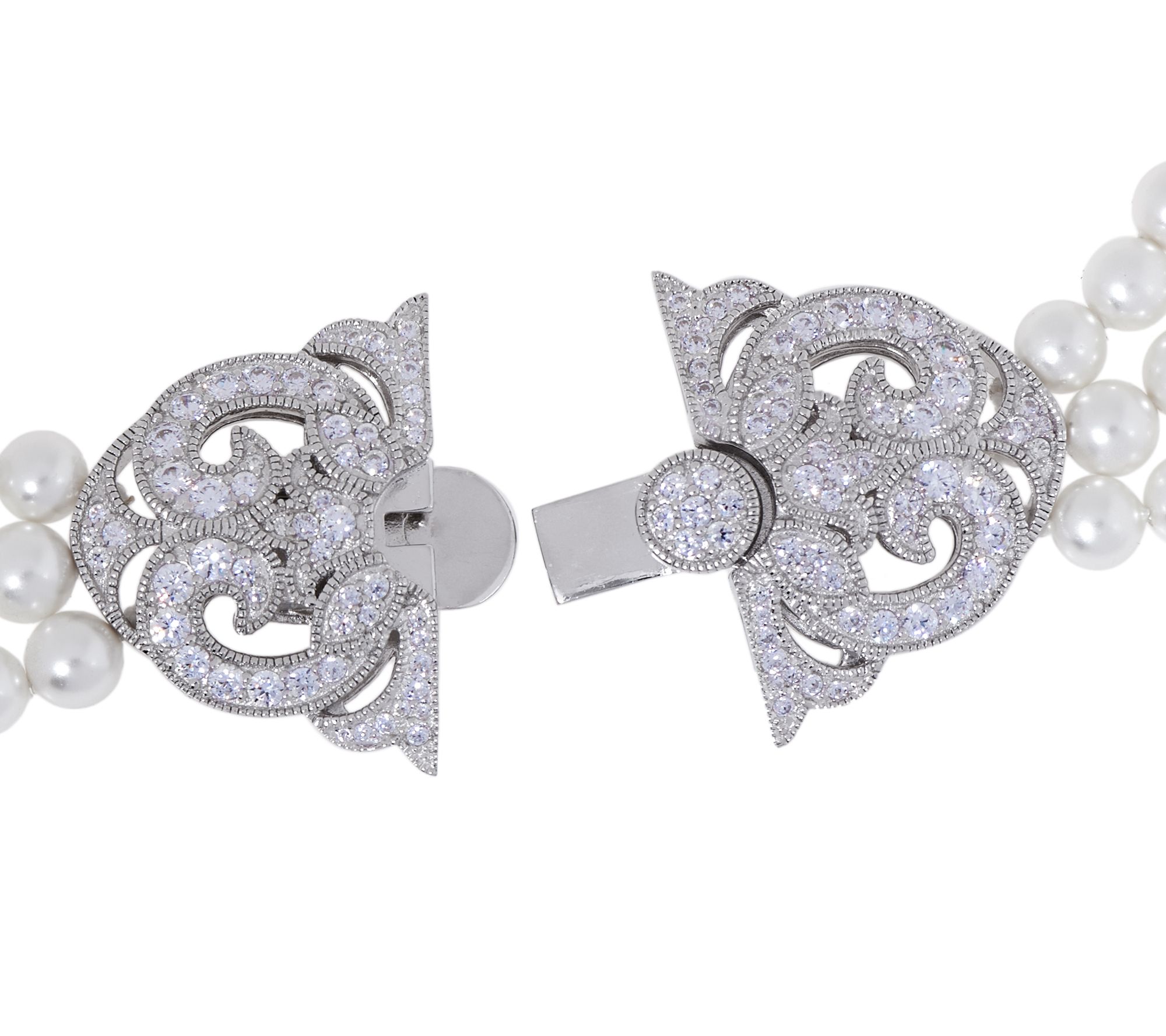 TOVA for Diamonique and Simulated Pearl Necklace, Sterling - QVC.com