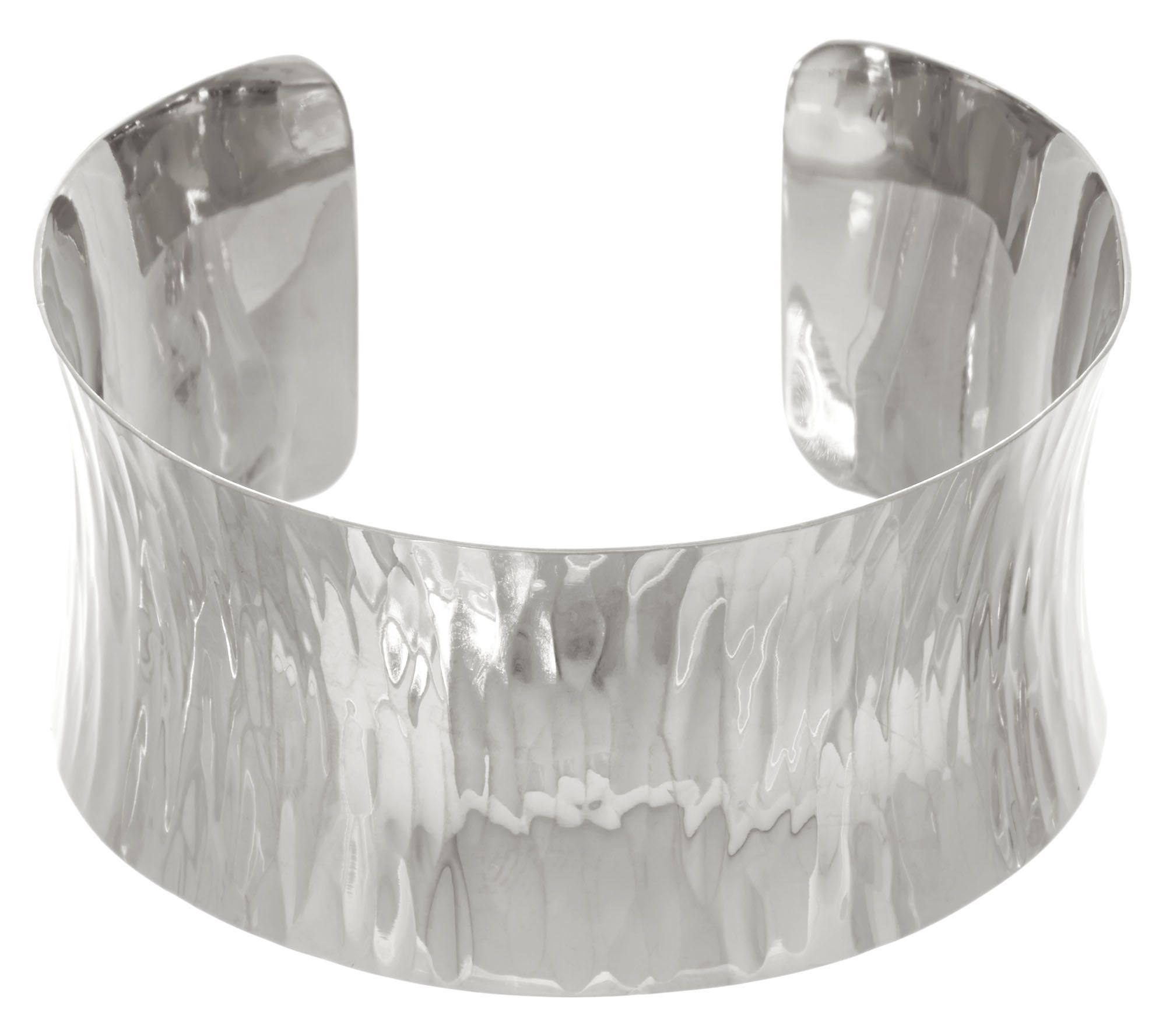 "As Is" Sterling Silver Faceted Concave Cuff Bracelet by Silver Style ...