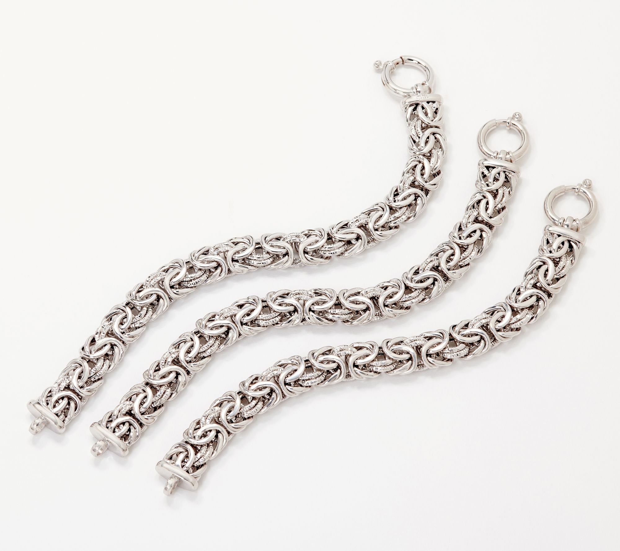 Sterling Silver Textured Bold Byzantine Bracelet by Silver Style - QVC.com