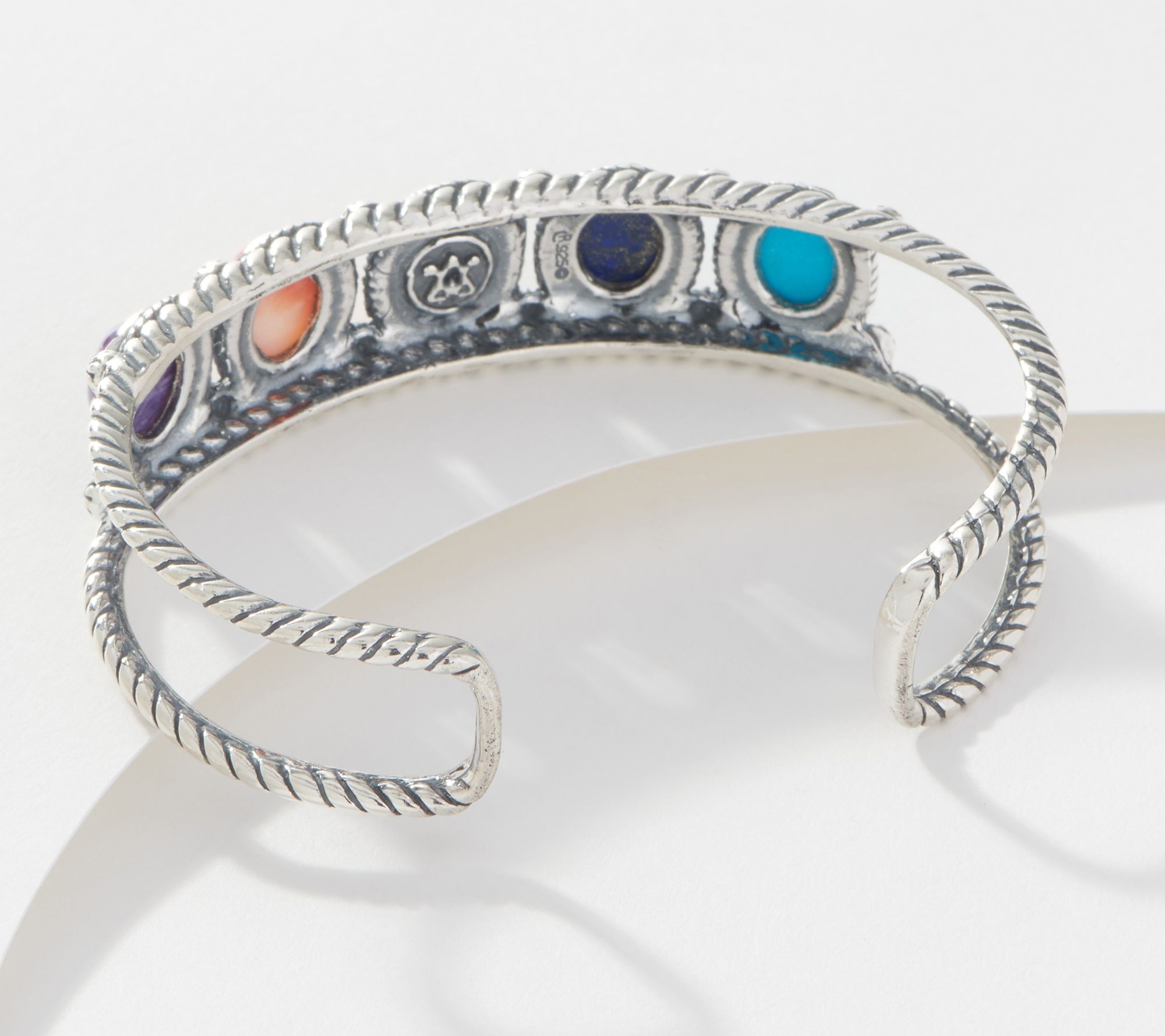"As Is" America West Sterling Silver 5-Stone Rope & Concha Cuff - QVC.com