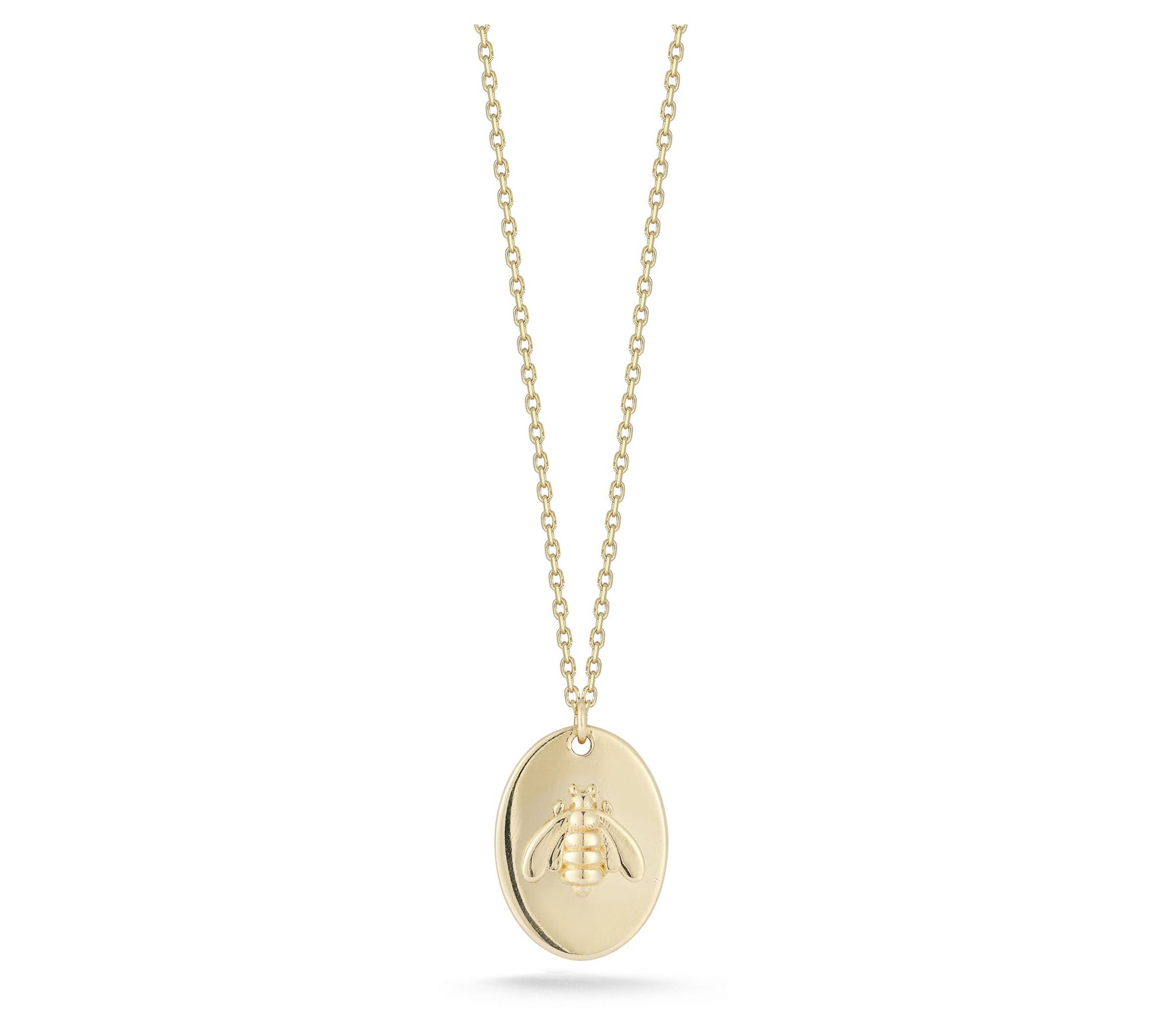 Luminosa Gold Bee Disc Pendant w/ Chain, 14K - QVC.com