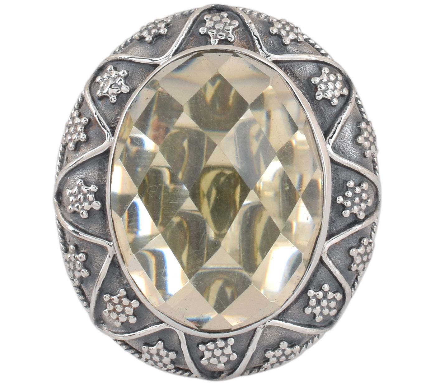 Artisan Crafted Sterling Silver Lemon Quartz Oxidized Ring - QVC.com