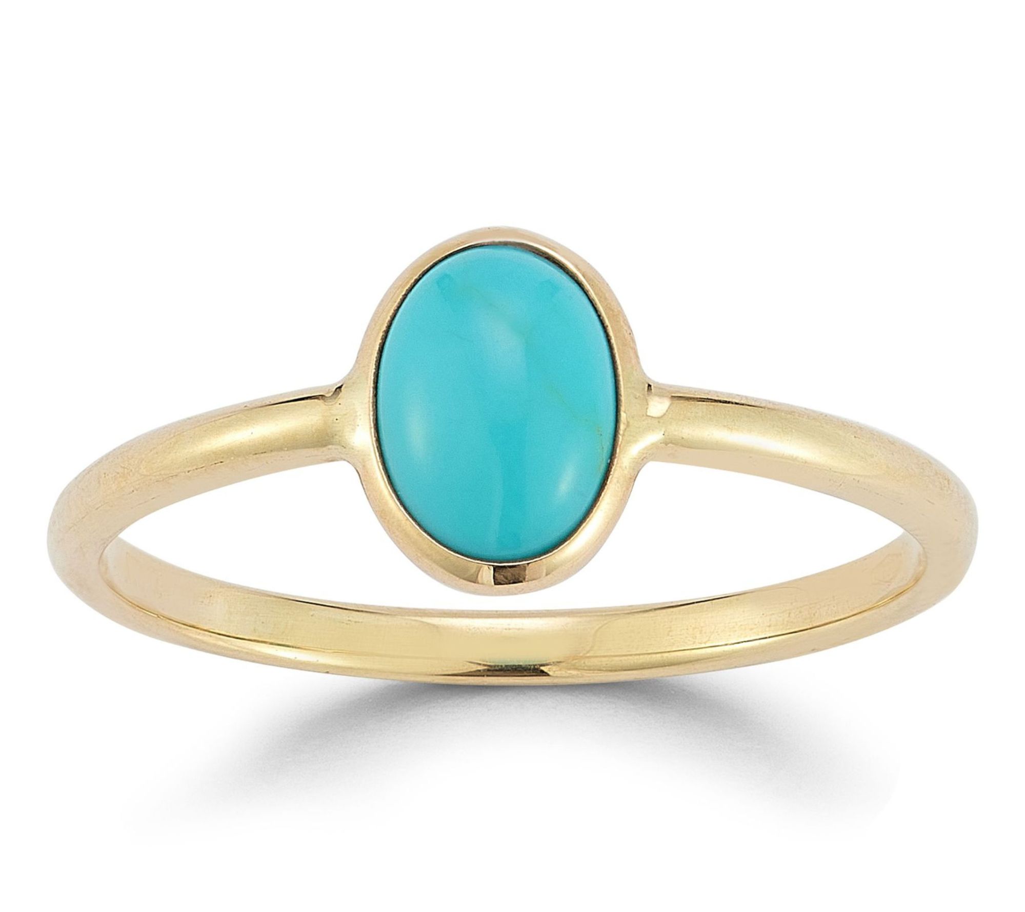 Italian Gold Oval Turquoise Solitaire Ring, 14K - QVC.com