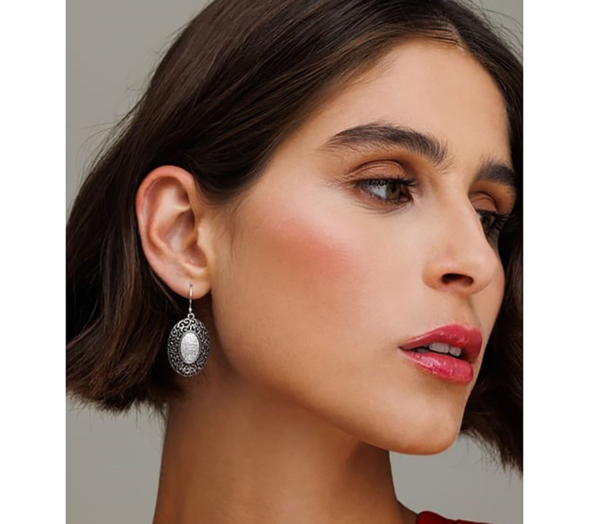 Or Paz Sterling Silver Lace Design Oval DangleEarrings - QVC.com