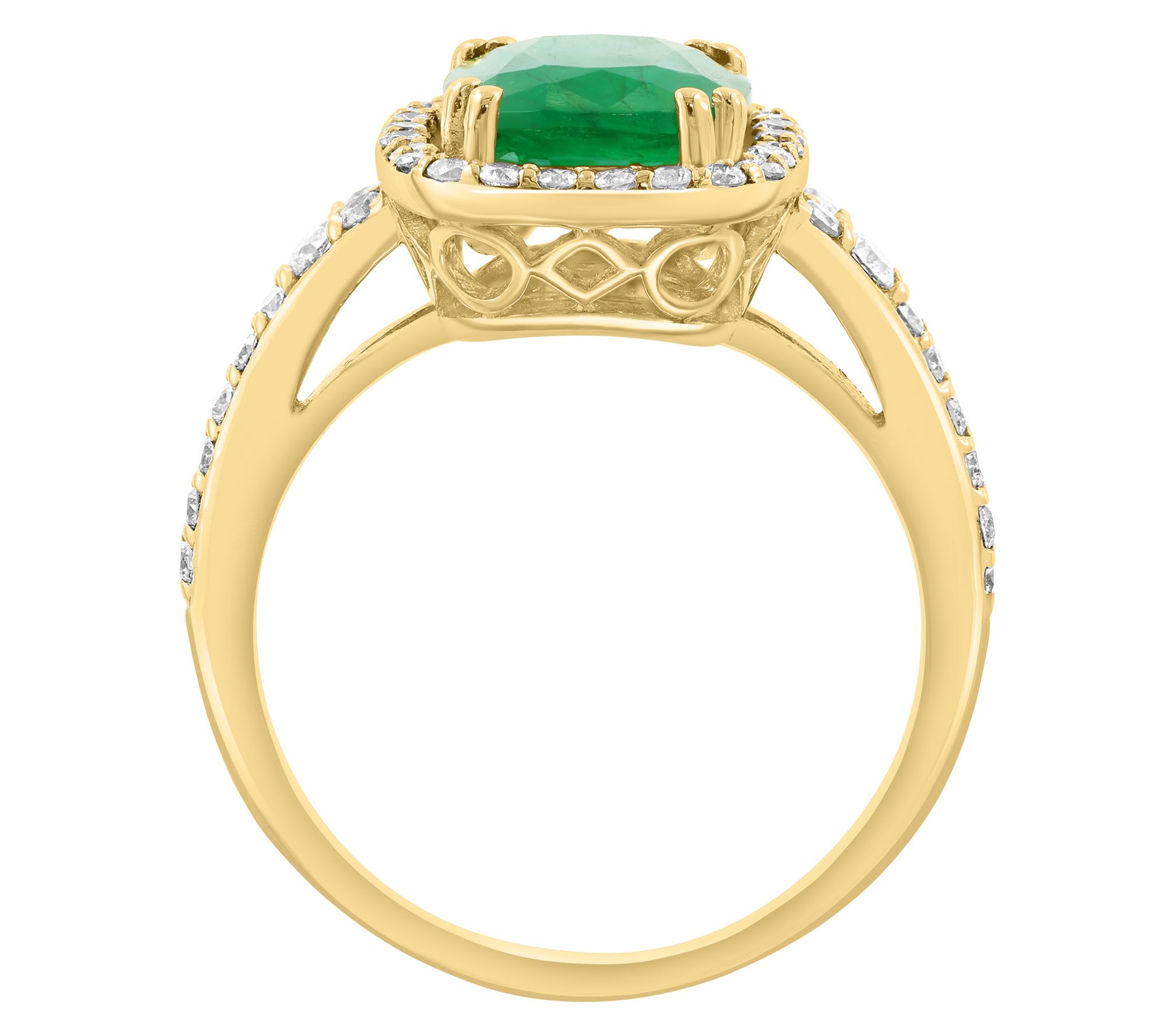 Effy Cushion Cut Emerald & Diamond Halo Ring, 14K Gold - QVC.com
