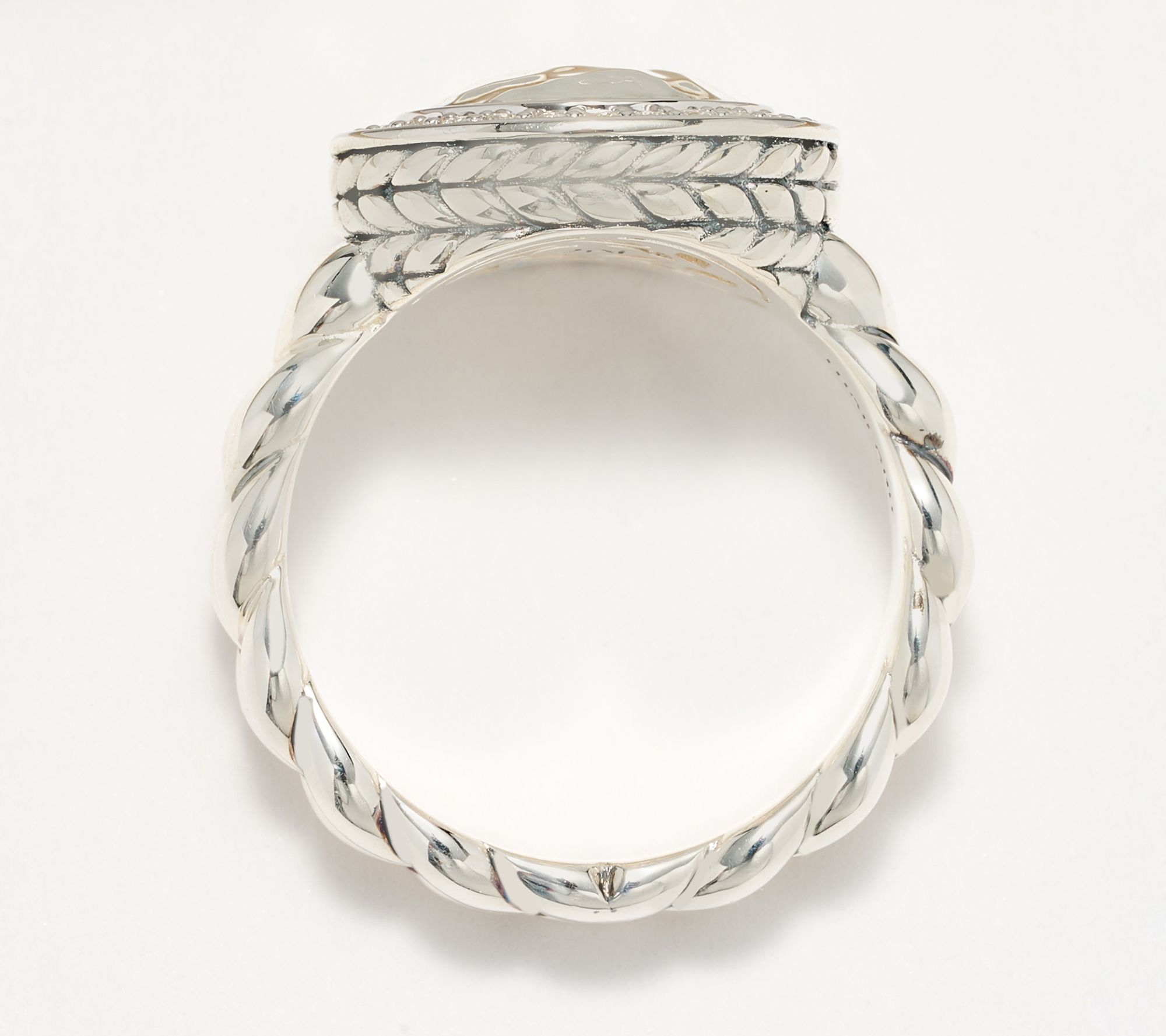 JAI Sterling Silver Hammered Disk Diamond Ring - QVC.com