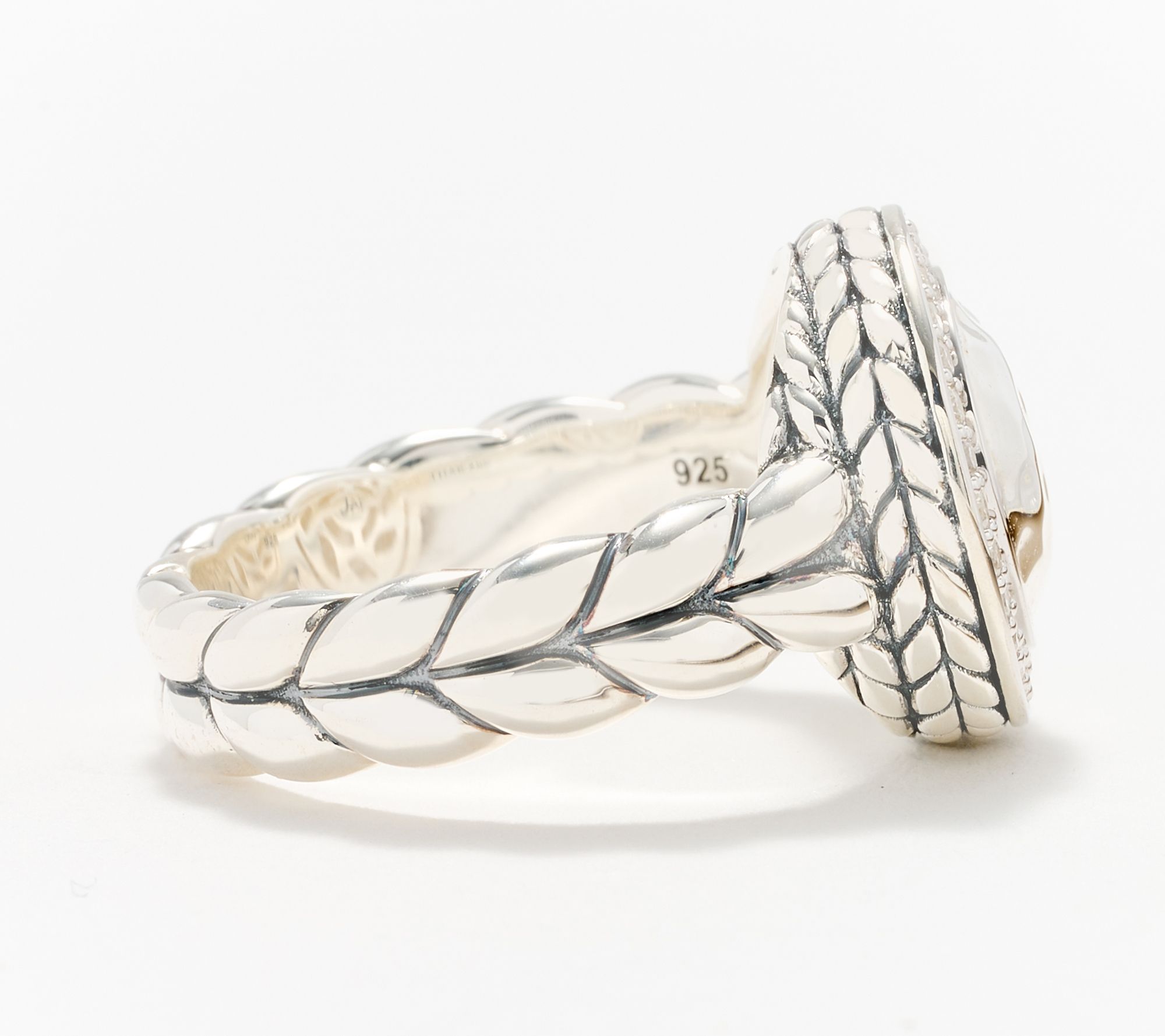 JAI Sterling Silver Hammered Disk Diamond Ring - QVC.com