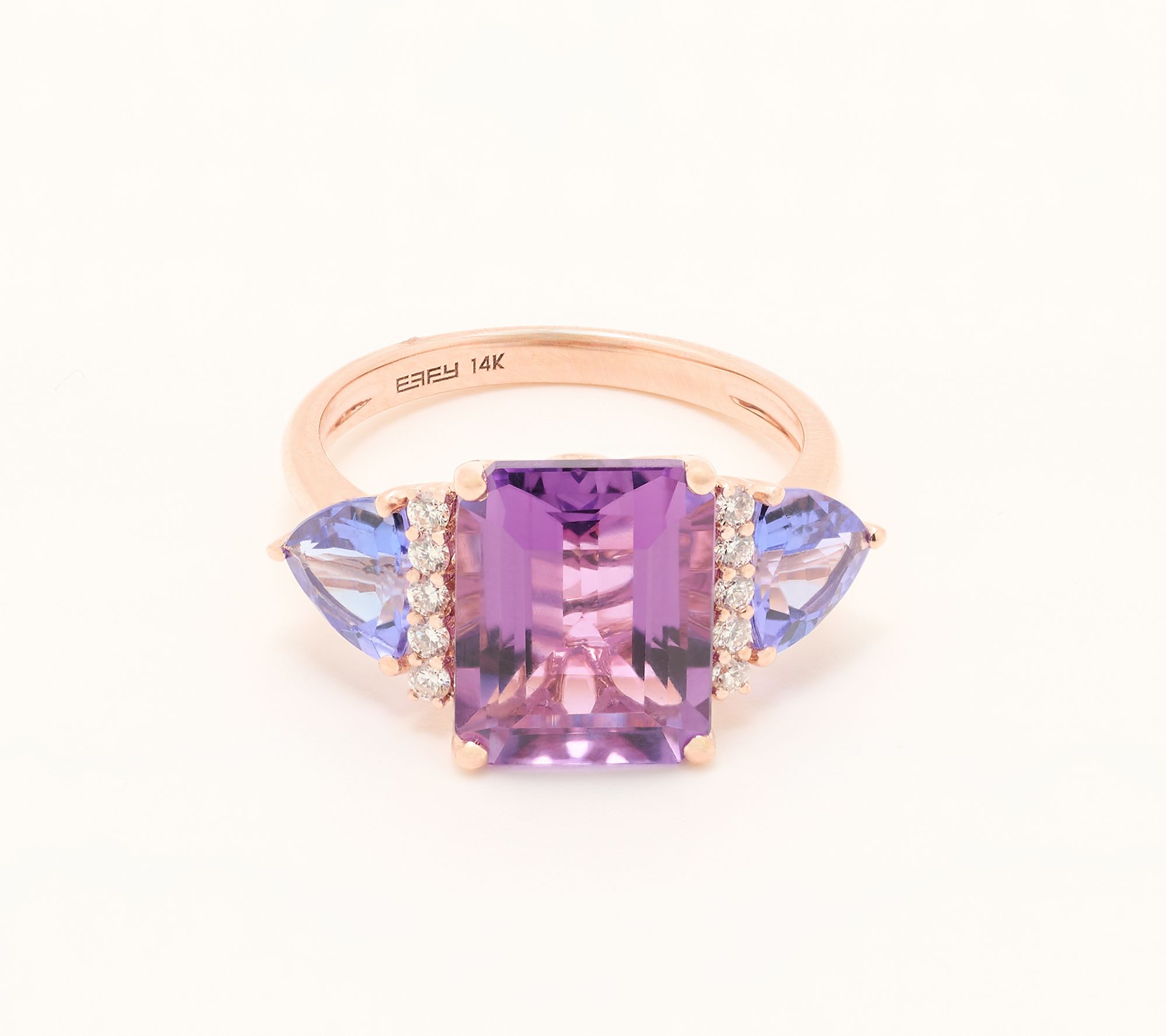 Effy Tanzanite and Amethyst Ring, 14K Rose Gold - QVC.com