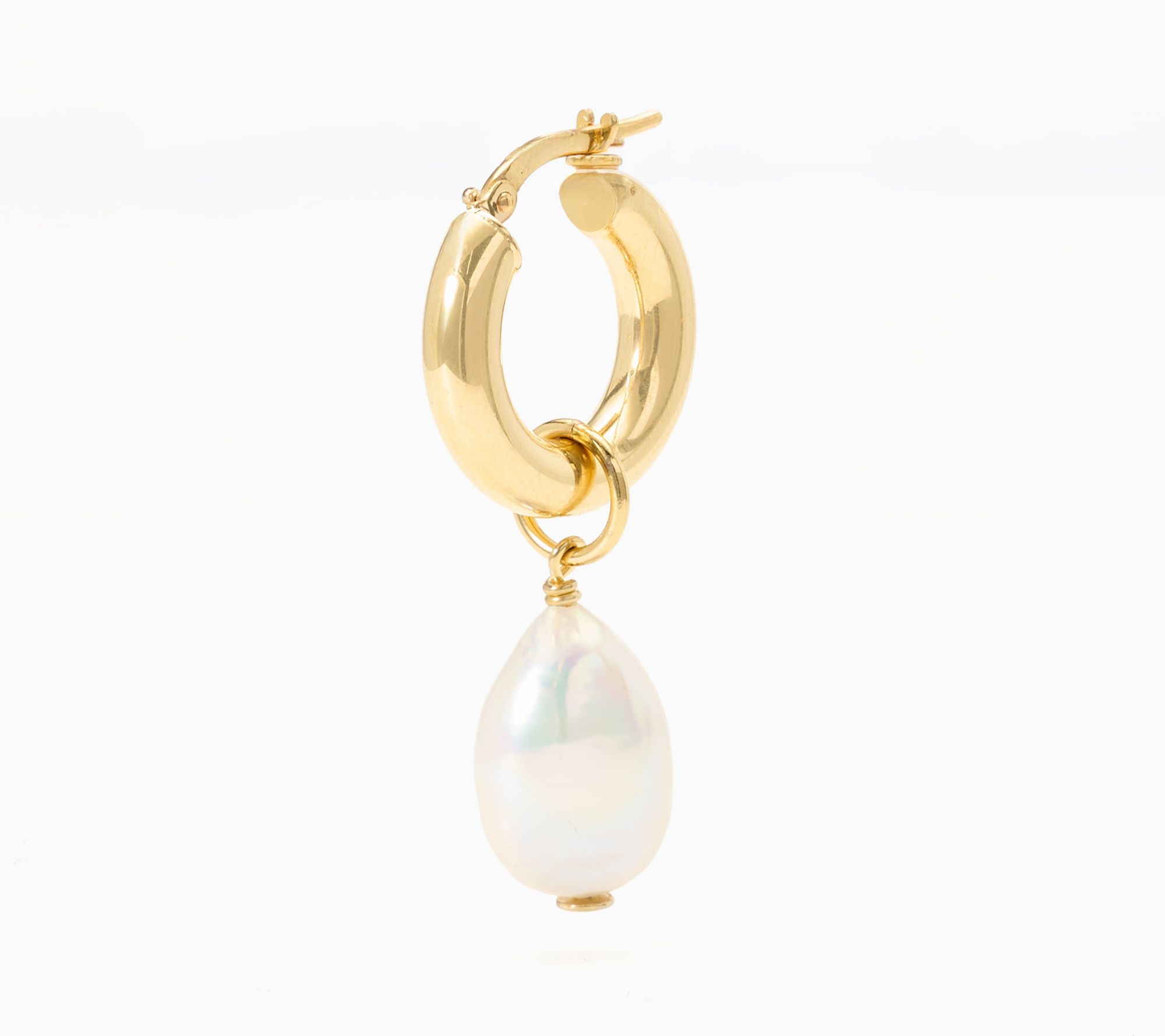 Honora Bronze Cultured Pearl 3/4" Dangle Charm Hoop Earrings - QVC.com
