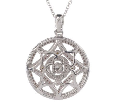 Gregg Ruth Luxe Diamonique Tri-Color Round Pendant with Chain - QVC.com