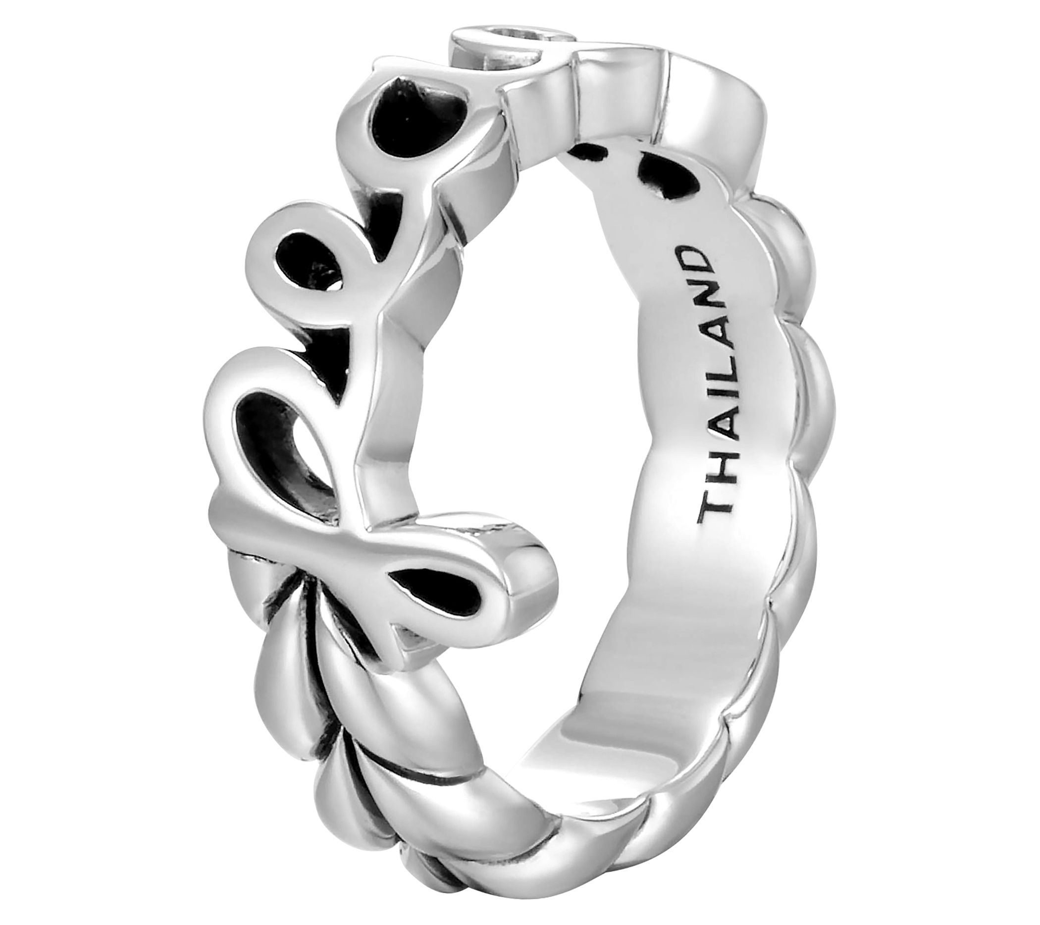 JAI Sterling Silver Peace Script Ring - QVC.com