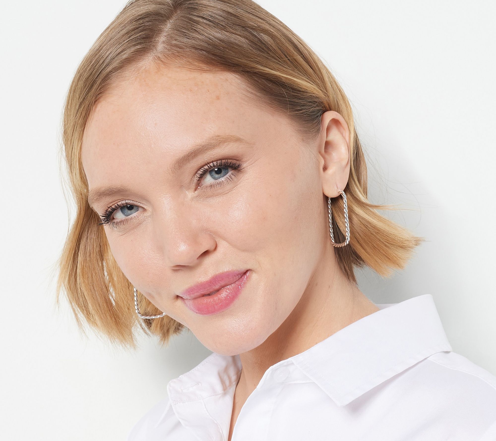 "As Is" JAI Sterling Silver 1.5" Sukhothai Link Hoop Earrings - QVC.com