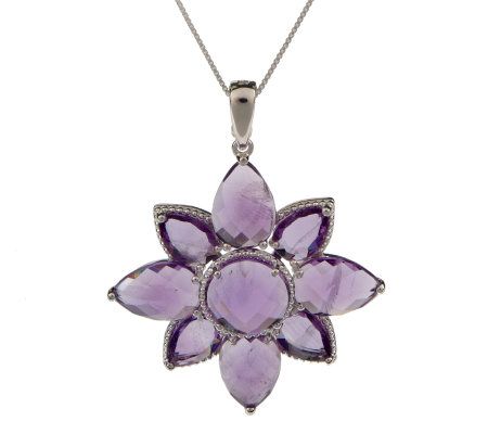 33.00 ct tw Bold Multishape Amethyst Floral Design Sterling Enhancer ...