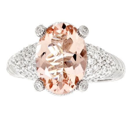 Judith Ripka Sterling 4.50ct Morganite and Pave Diamonique Cocktail ...